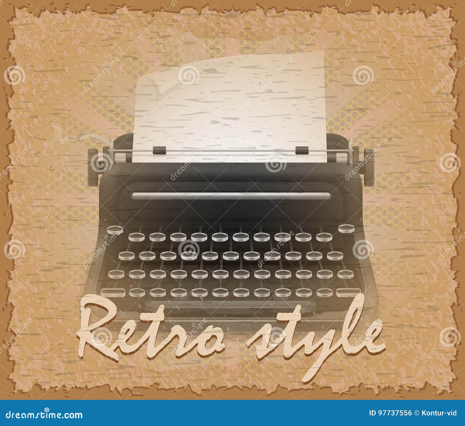Retro Style Poster Old Typewriter Vector Illustration Stock Vector ...
