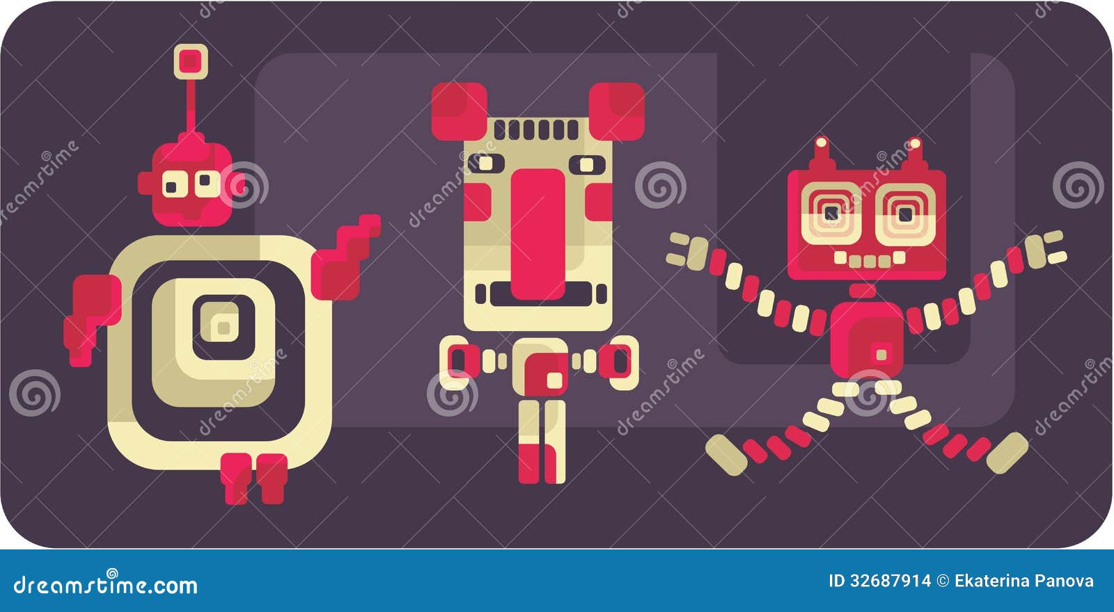 Retro Style Robots and Monsters. Stock Vector - Illustration of cartoon ...