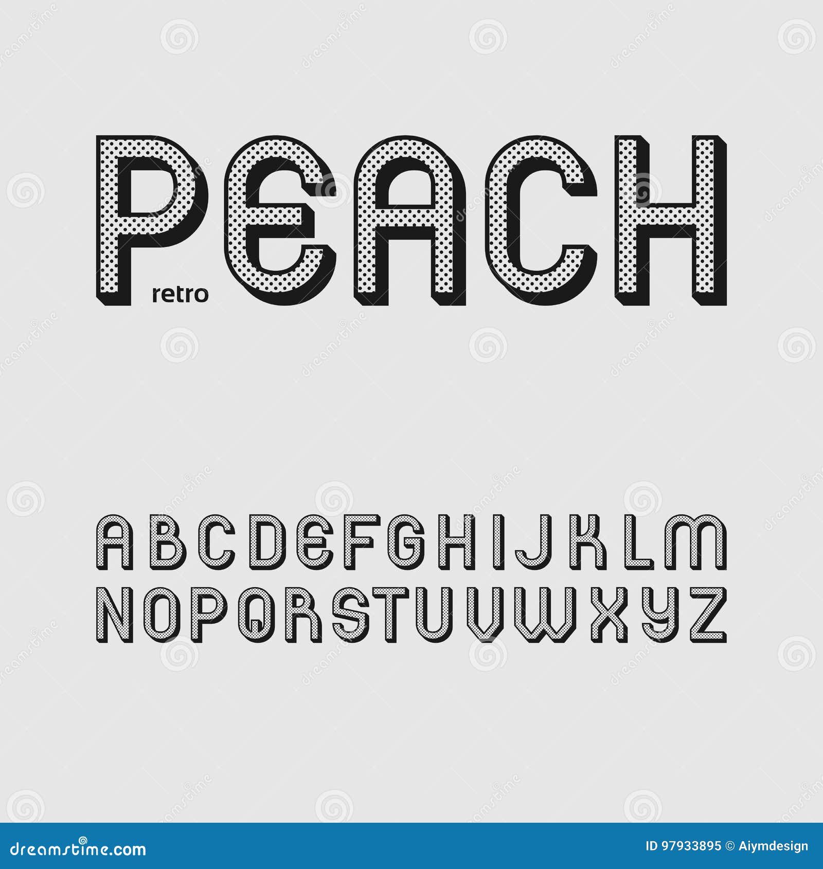 Retro Style Sans Serif Font with Halftone Texture Stock Vector ...