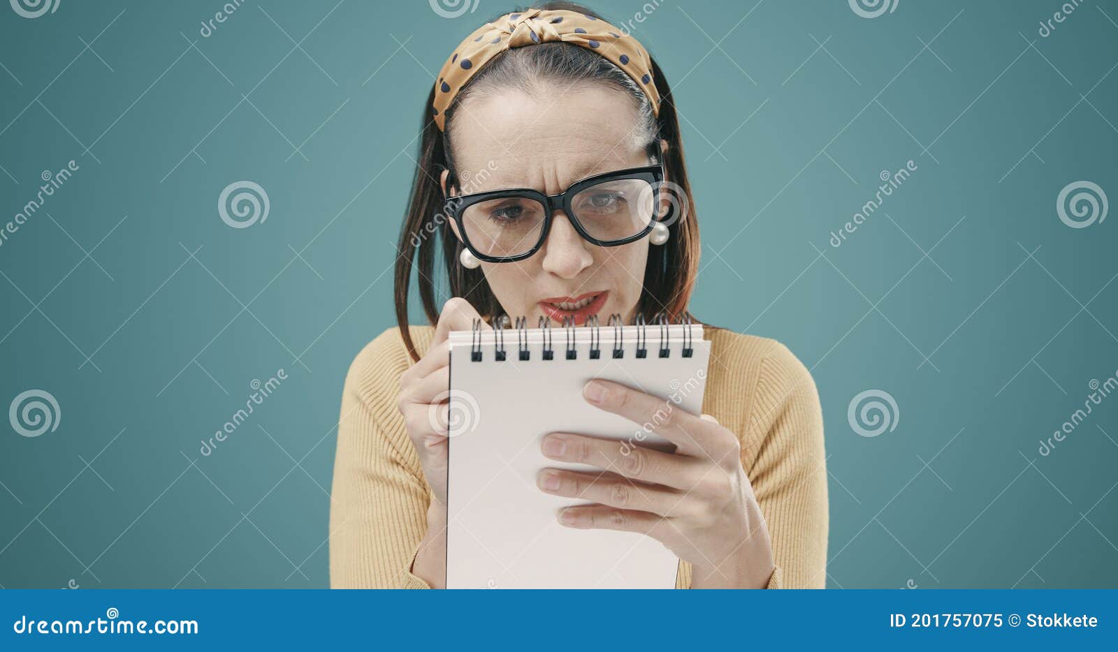 Retro Style Secretary Writing Down Notes Stock Image - Image of girl ...