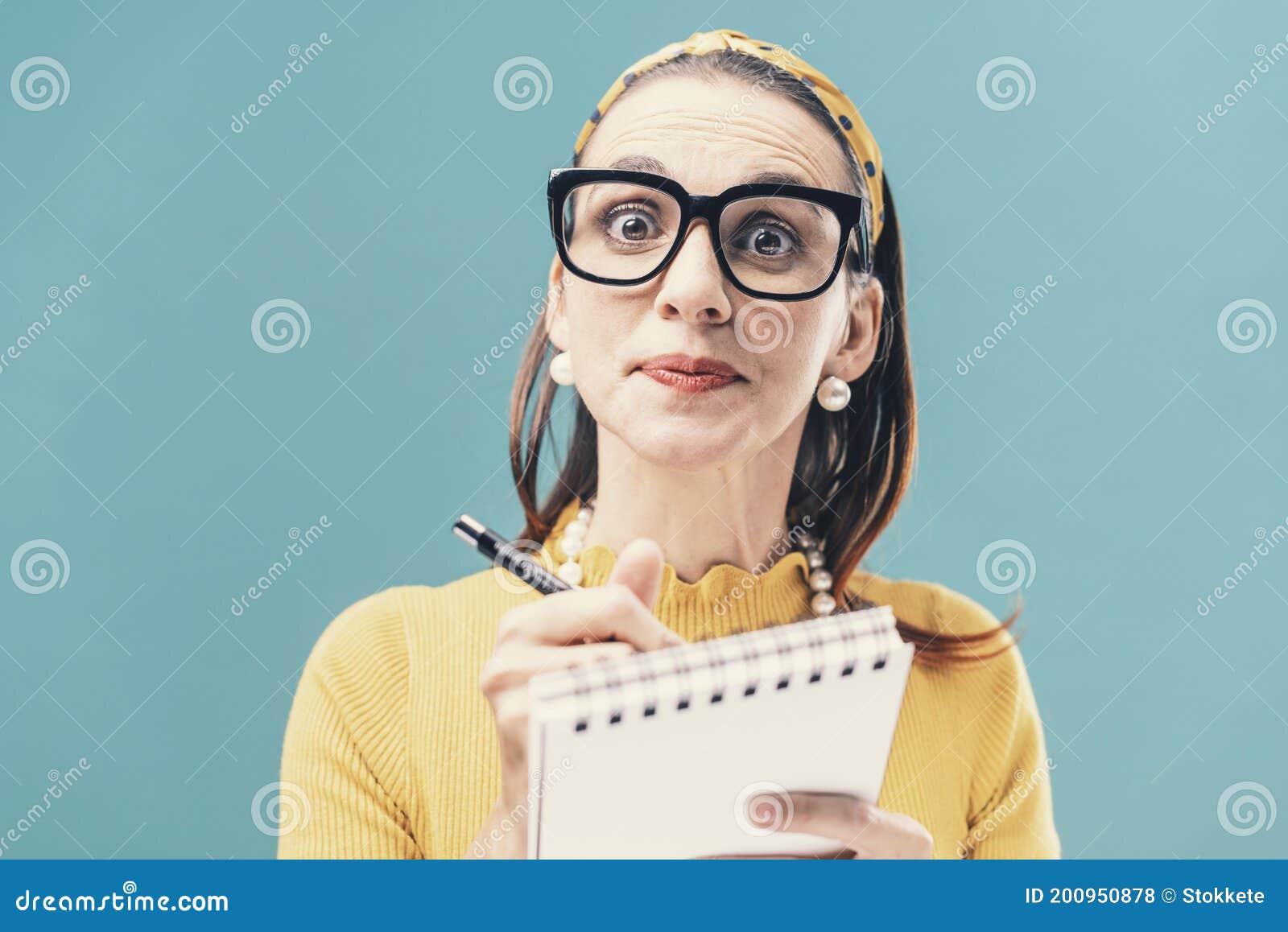 Retro Style Secretary Writing Down Notes Stock Photo - Image of copy ...