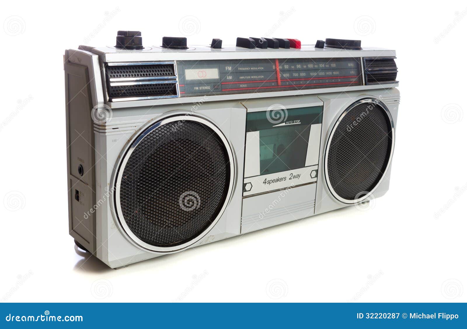Retro Style Silver Boom Box Stock Image - Image of party, recorder ...