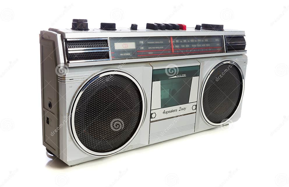 Retro Style Silver Boom Box Stock Image - Image of party, recorder ...