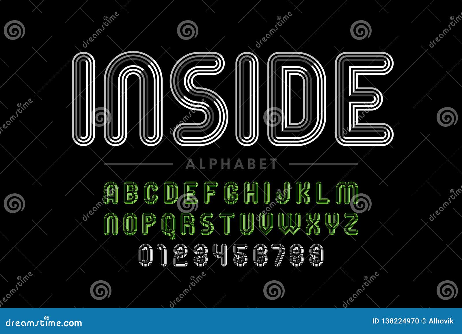 Retro style striped font stock vector. Illustration of alphabet - 138224970