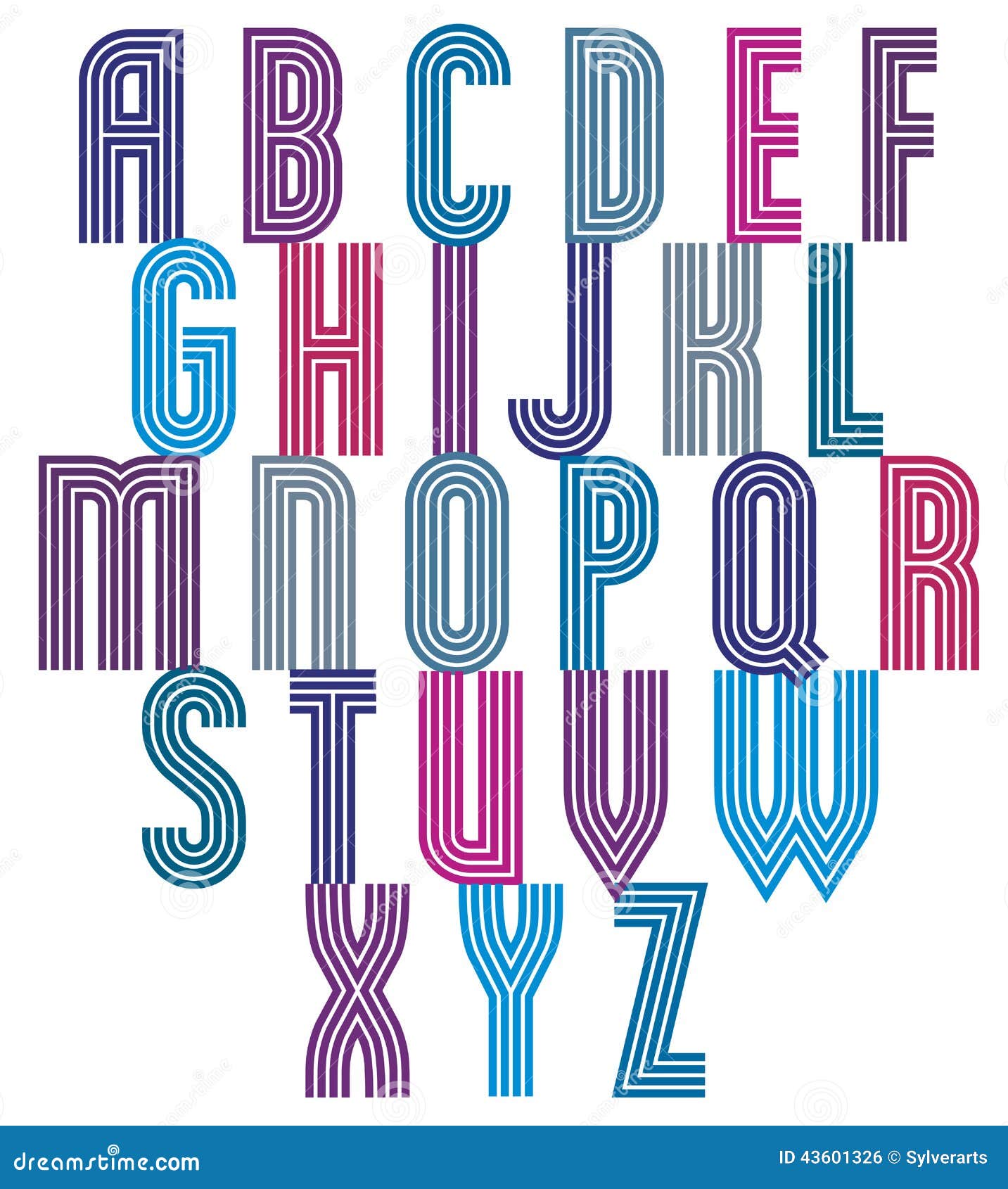 Retro style striped font. stock vector. Illustration of glyph - 43601326 Retro style striped font. stock vector. Illustration of glyph - 43601326
