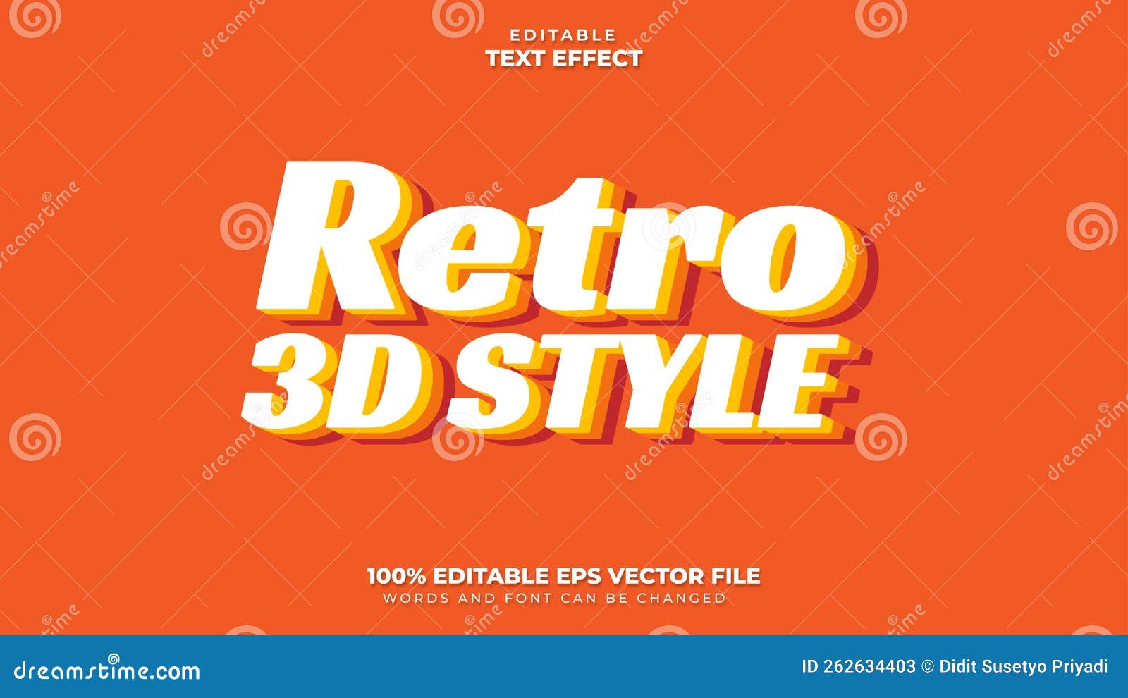 Retro 3D Text Effect, Editable Text Effect Stock Vector - Illustration ...