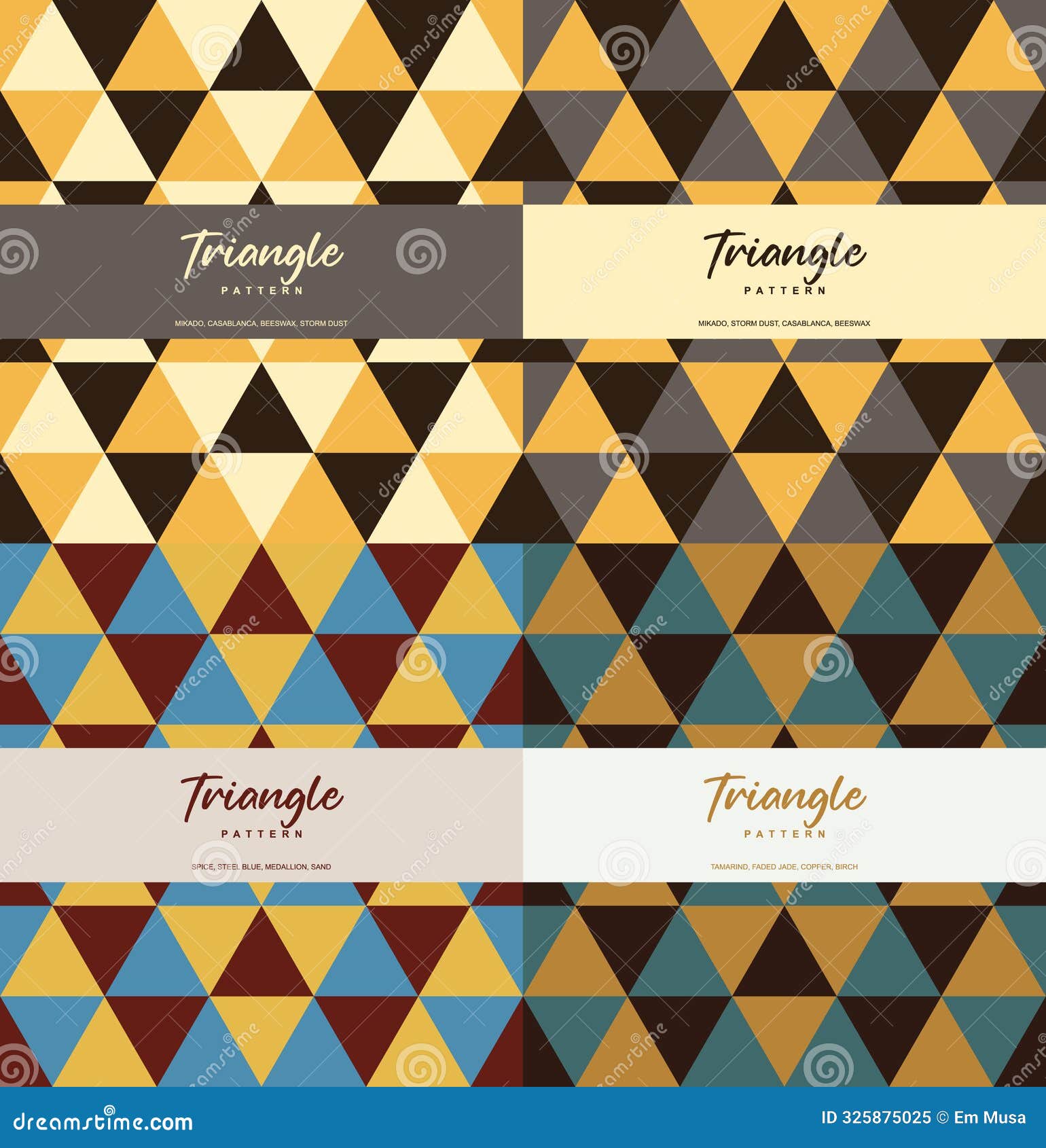 Retro Style Triangle Designs - Four-Pattern Set Stock Vector ...