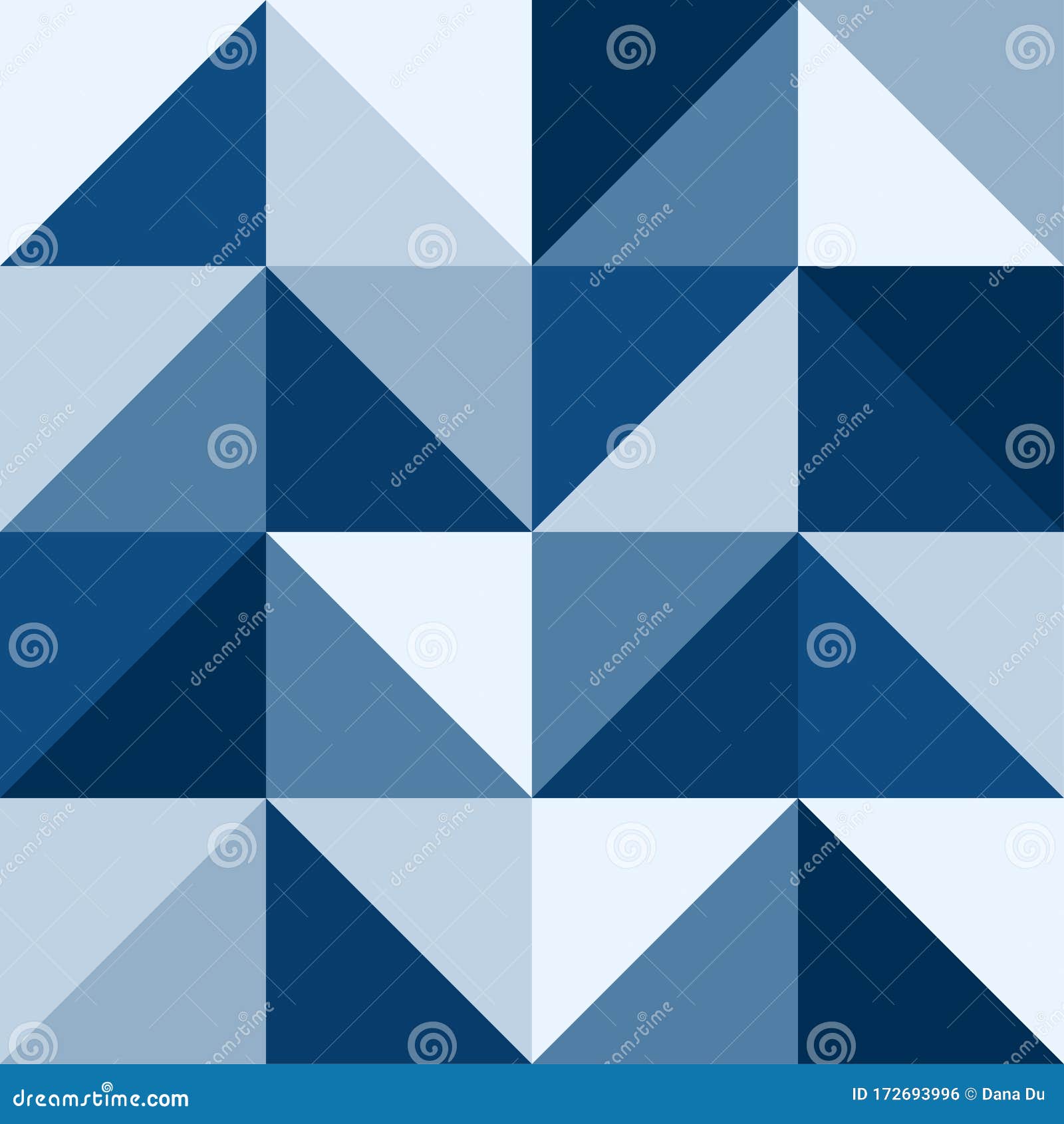 Classic Blue Retro Triangles Mosaic Pattern Stock Vector - Illustration ...