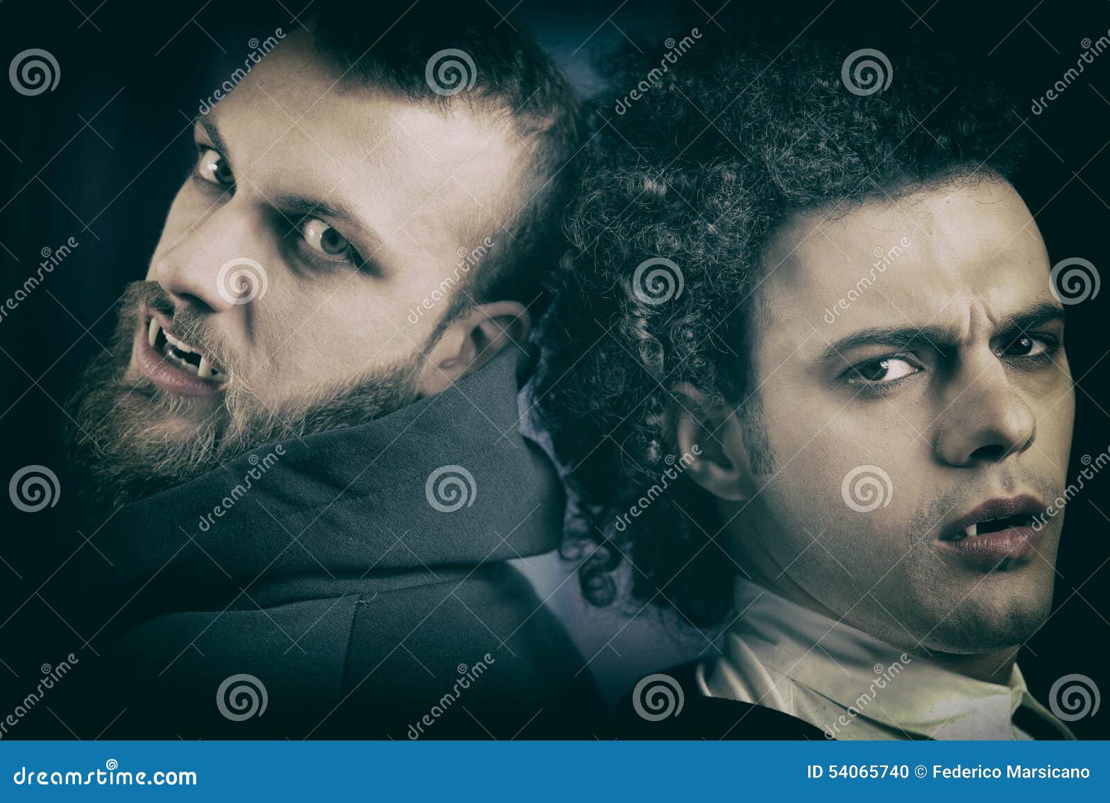 Retro Style of Two Cool Elegant Angry Vampires Stock Photo - Image of ...
