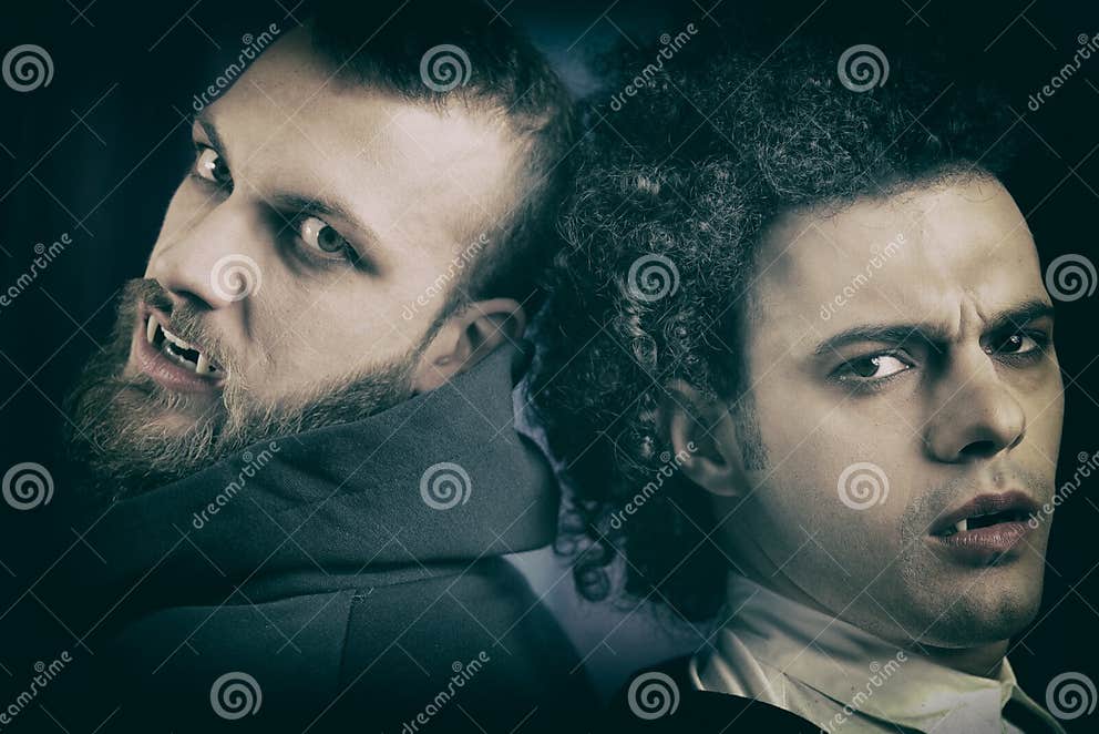 Retro Style of Two Cool Elegant Angry Vampires Stock Photo - Image of ...