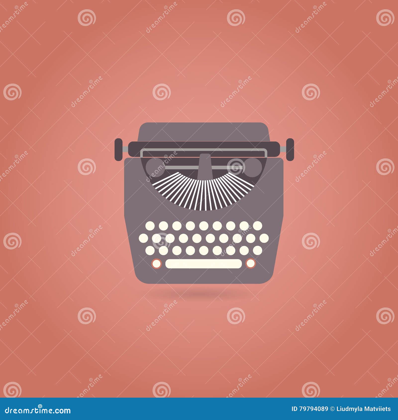 Retro Style Typewriter Flat Icon. Stock Illustration - Illustration of ...