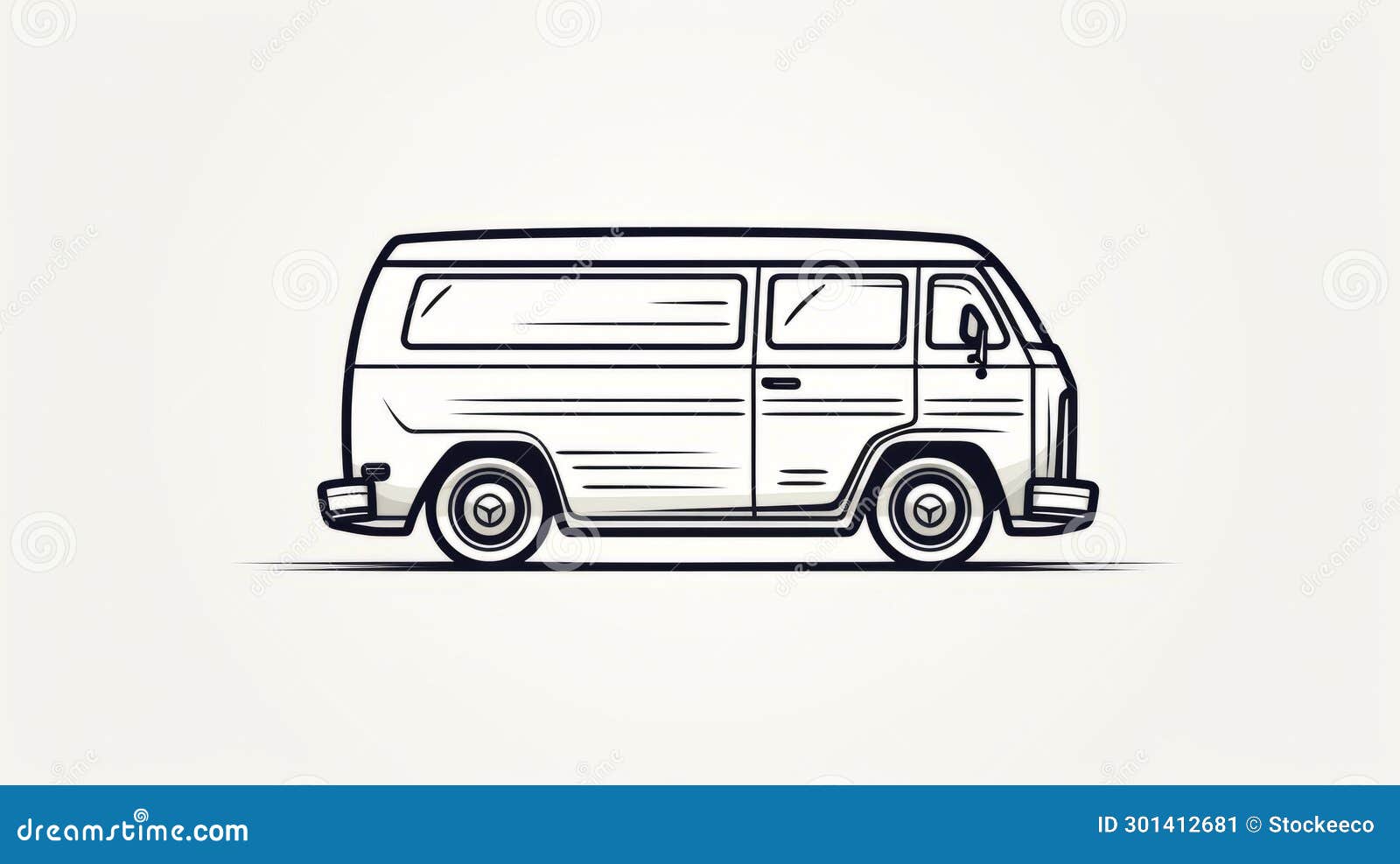 Retro Style Van Vector Design Template - Minimalist Line Work Stock ...
