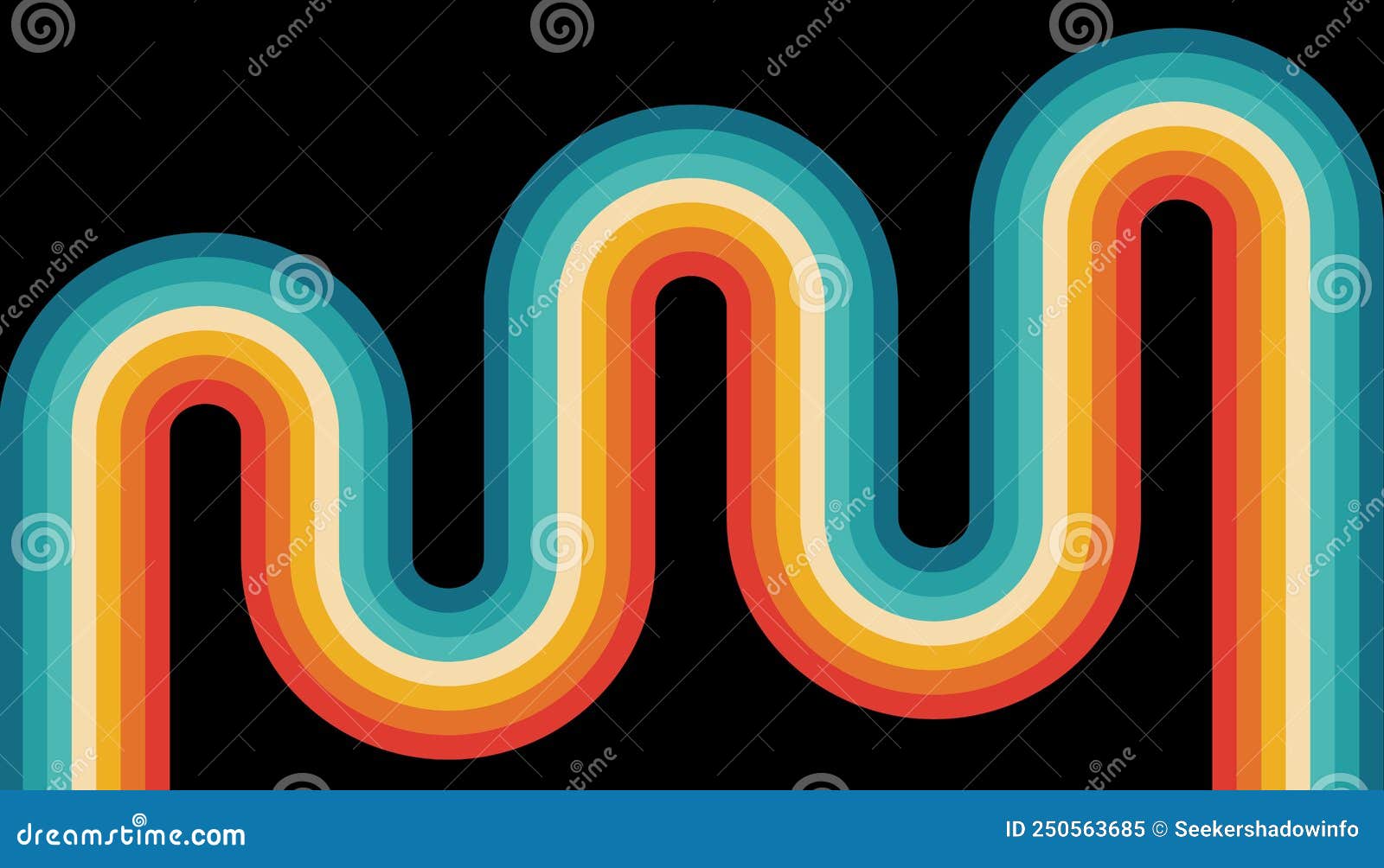 Retro Style Wave Line Lines 70s Background. Vector Illustration Stock ...