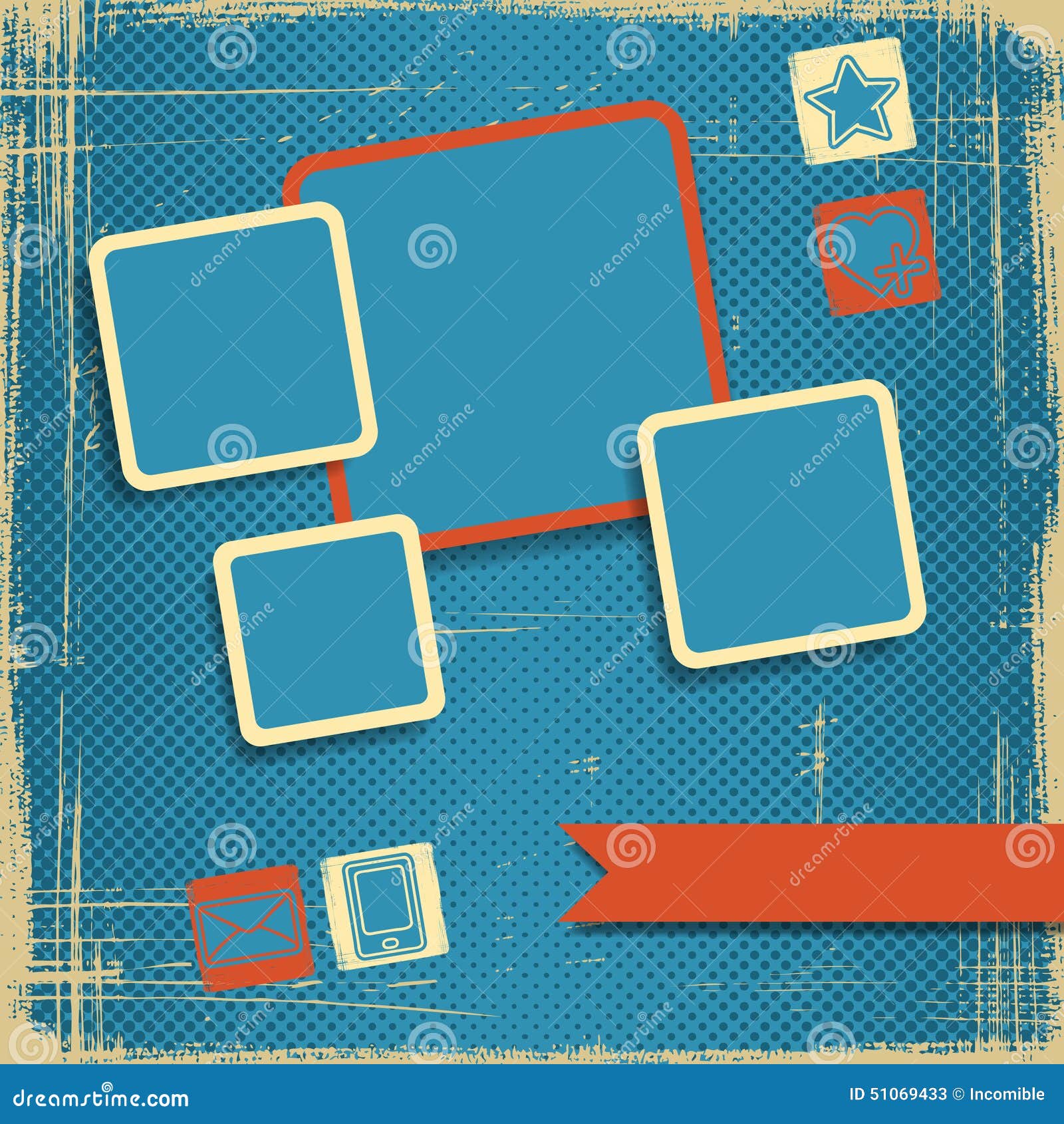 Retro Style Website Template. Vector Design Frame Stock Vector ...