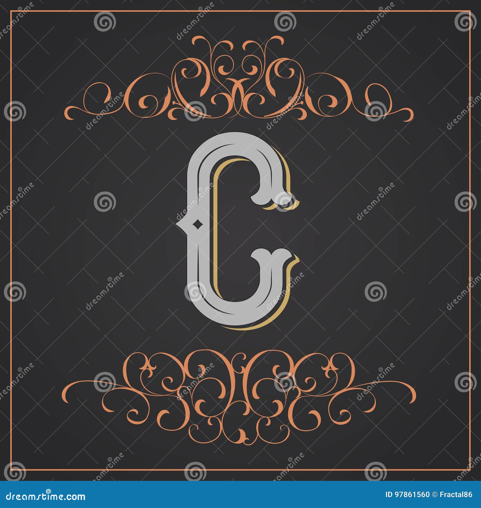 Retro Style. Western Letter Design. Letter C Stock Vector ...