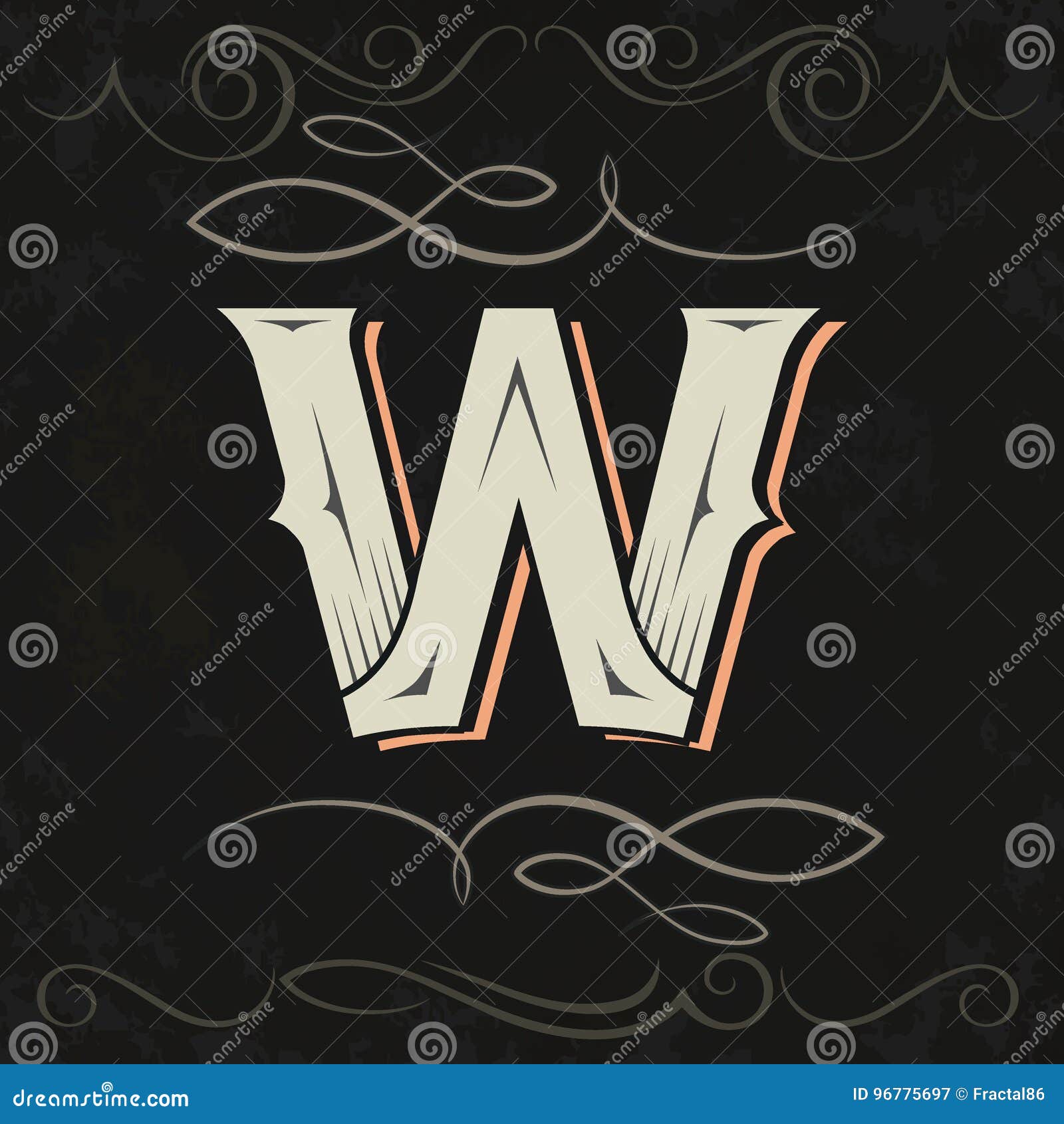 Retro Style. Western Letter Design. Letter W Stock Vector ...