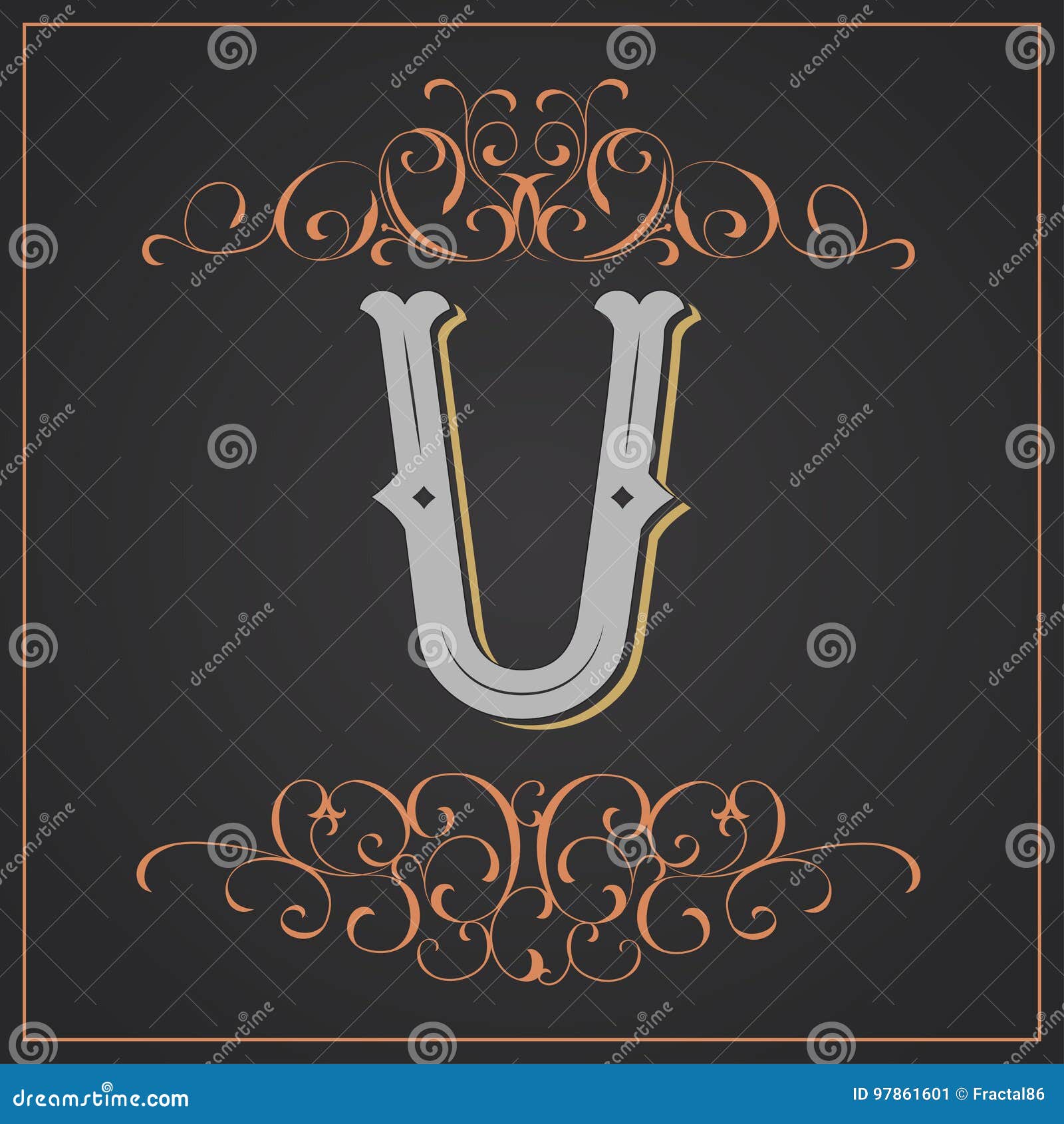 Retro Style. Western Letter Design. Letter U Stock Vector ...