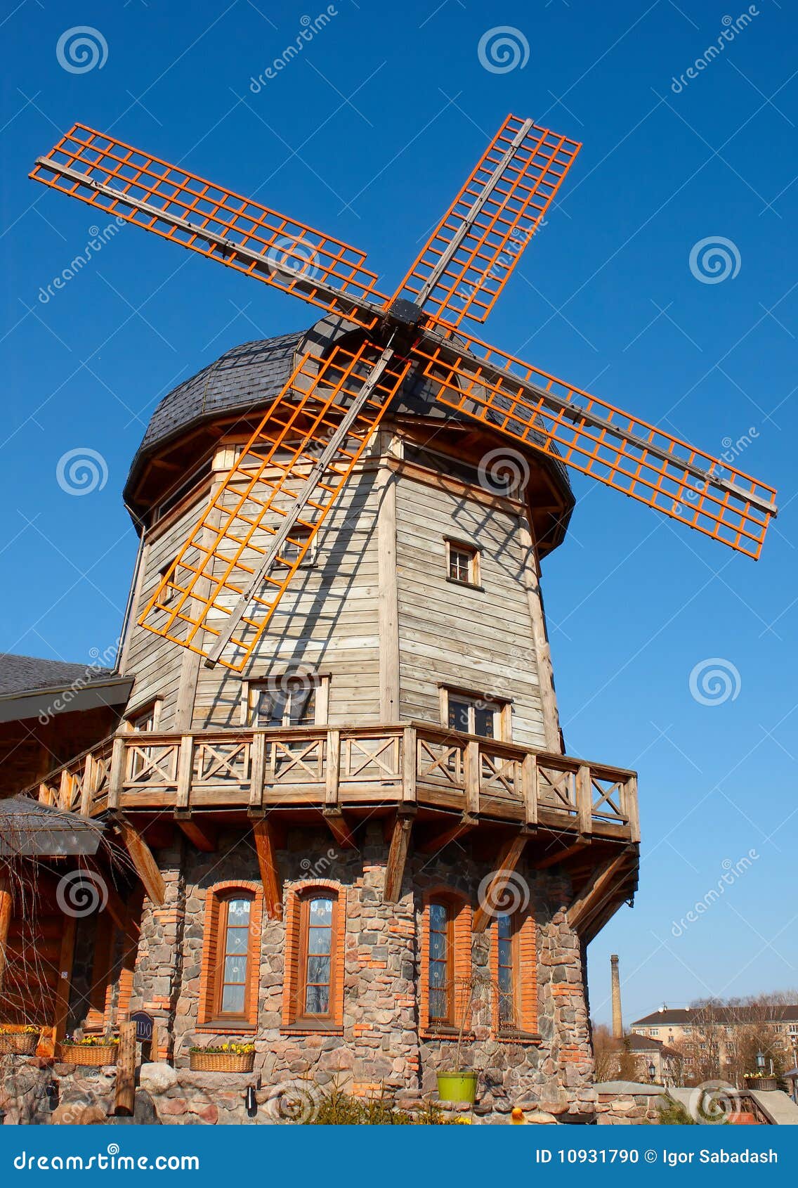 Retro style windmill stock photo. Image of mill, scenics - 10931790
