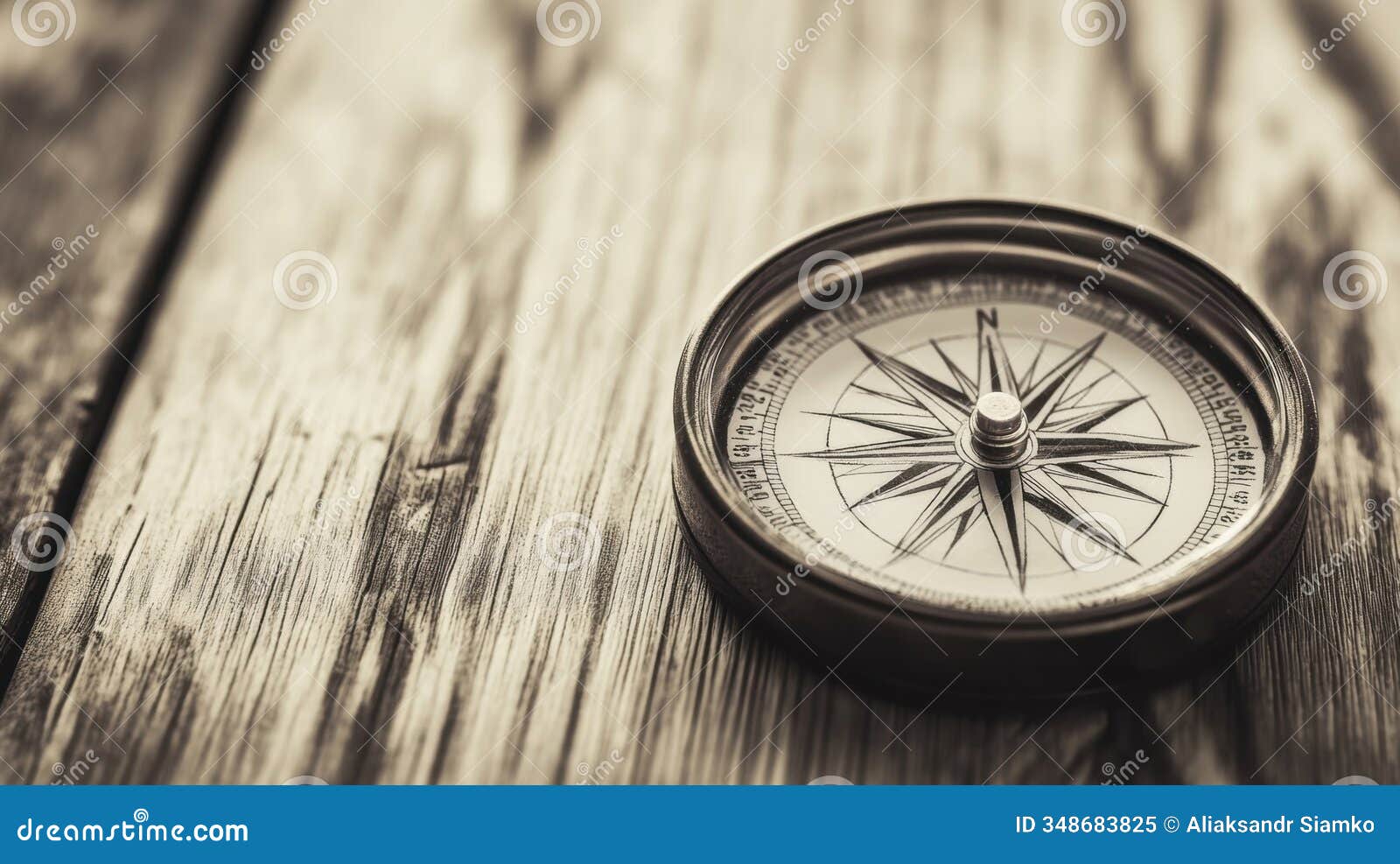 Retro Styled Black and White Photo of a Compass Stock Illustration ...
