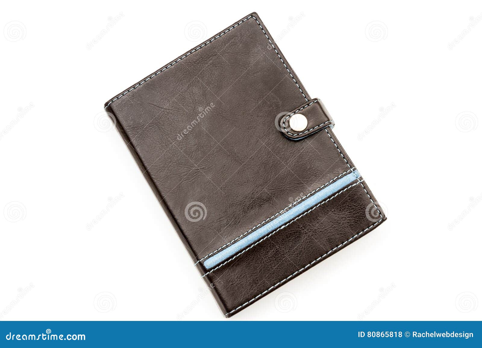 Retro Styled Brown Leather Notebook with Blue Stiching and Strip Stock ...