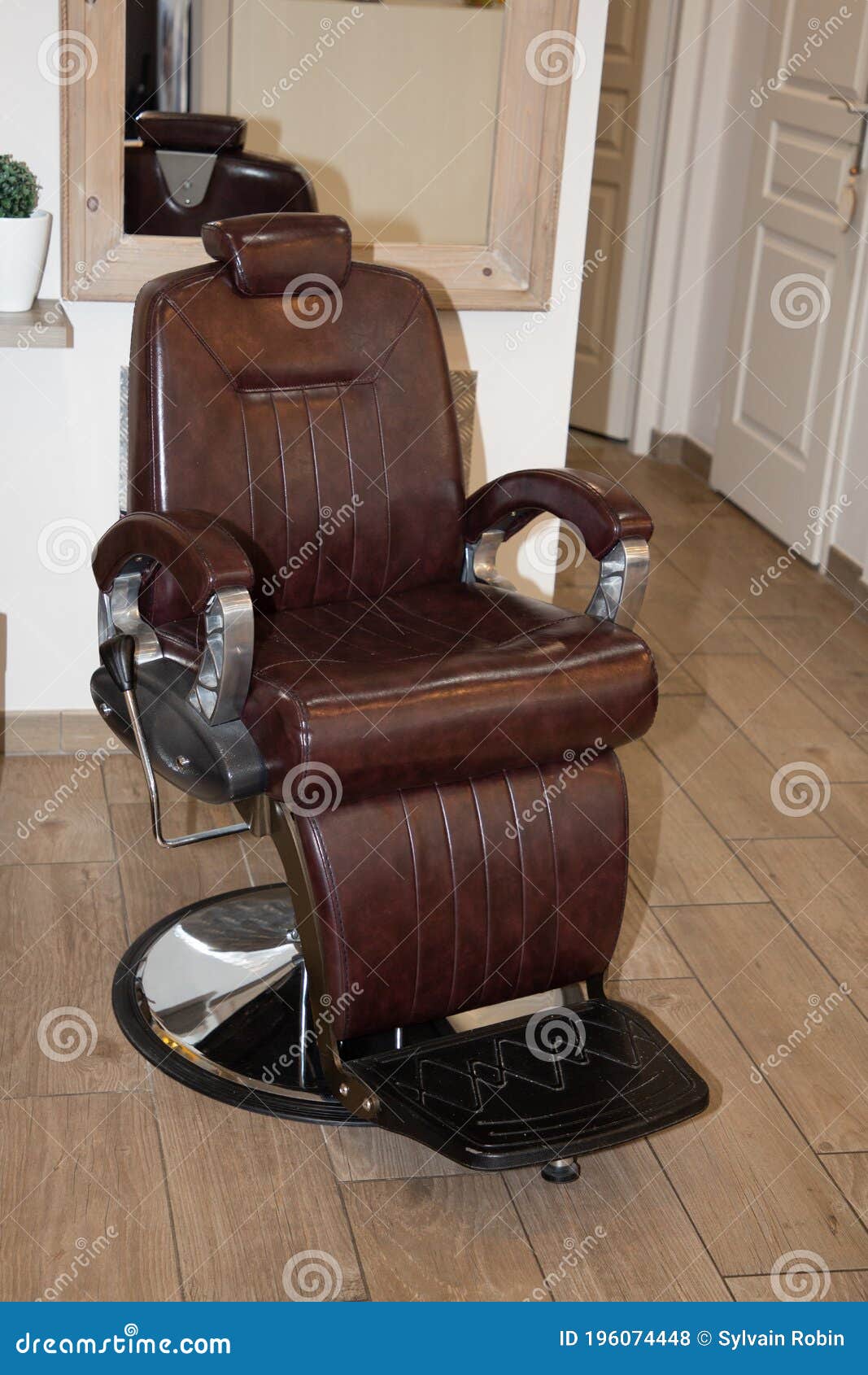 Retro Styled Brown Seat Barber Armchair Editorial Stock Photo - Image ...