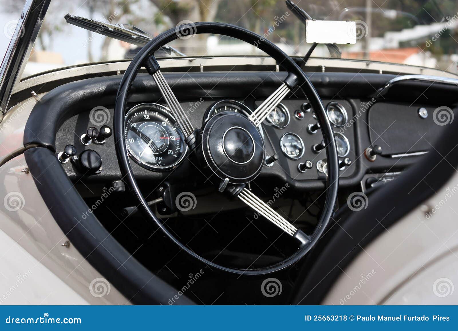 Retro Styled Classic Car Dashboard Stock Photo - Image of gear, antique ...