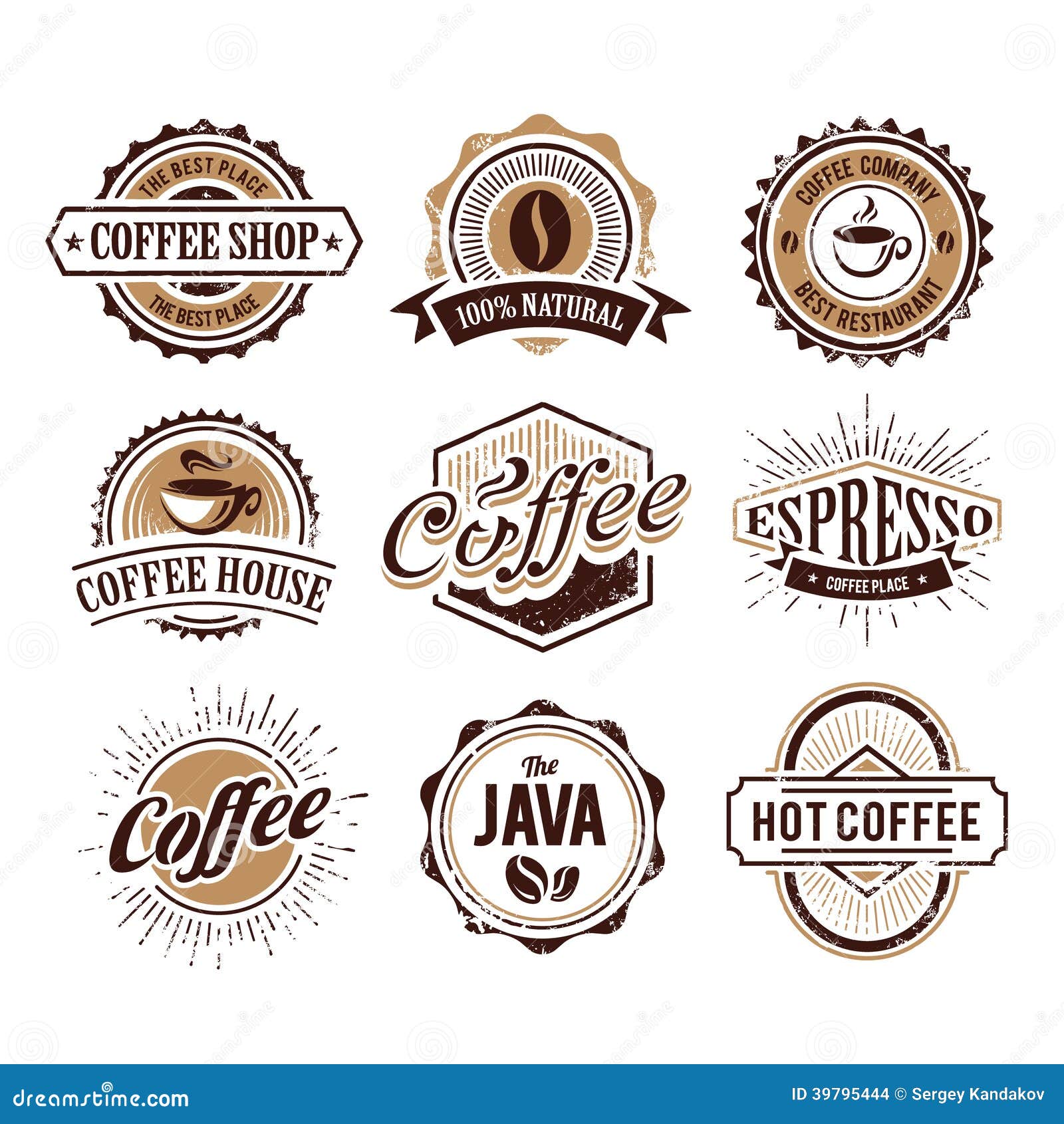 Retro Styled Coffee Emblems Stock Vector - Illustration of badge, logo ...