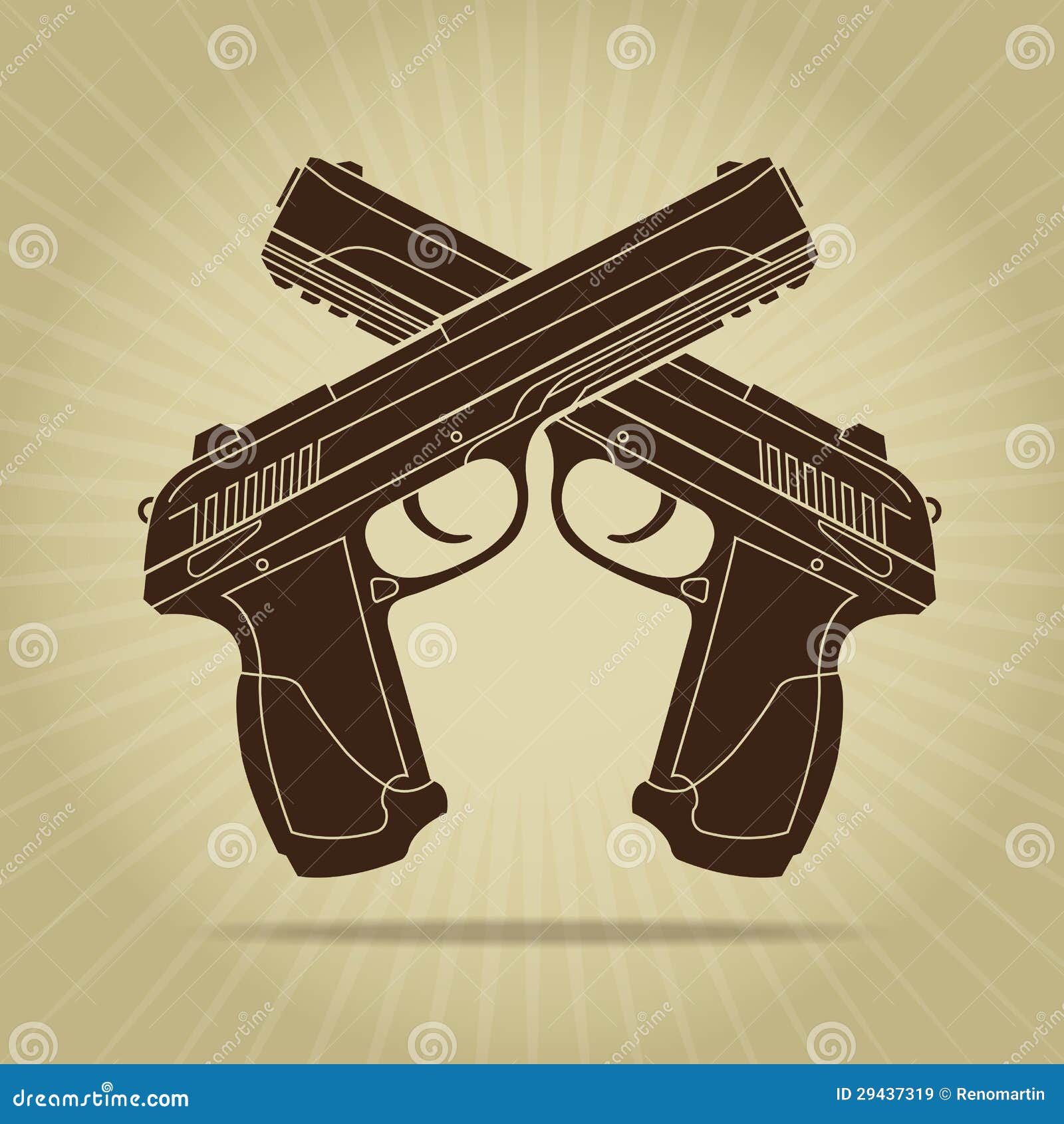 Retro Styled Crossed Pistols Silhouette Royalty Free Stock Images ...