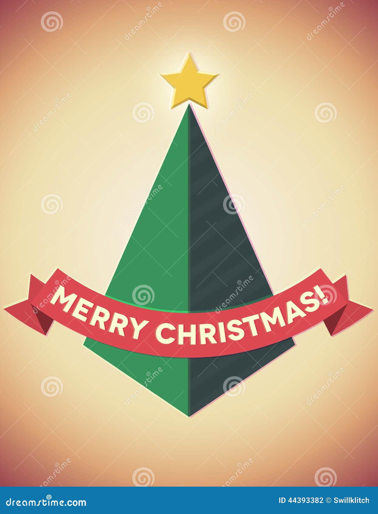 Retro Styled Geometric Christmas Tree Stock Vector Illustration Of