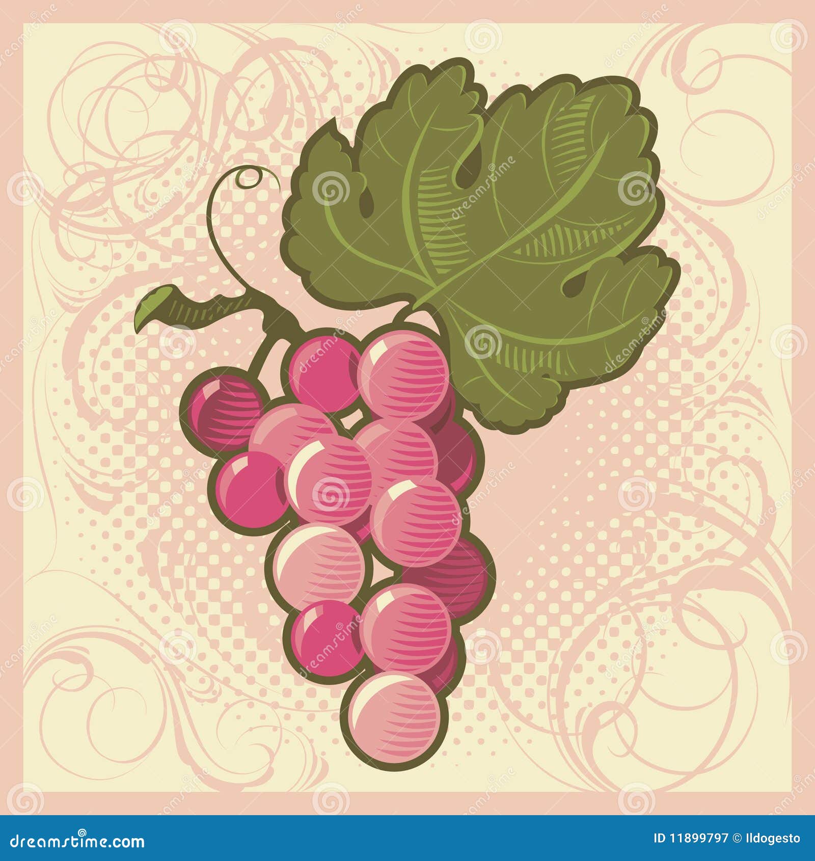 Grape Bunch. One Line Drawing Art Illustration Cartoon Vector ...