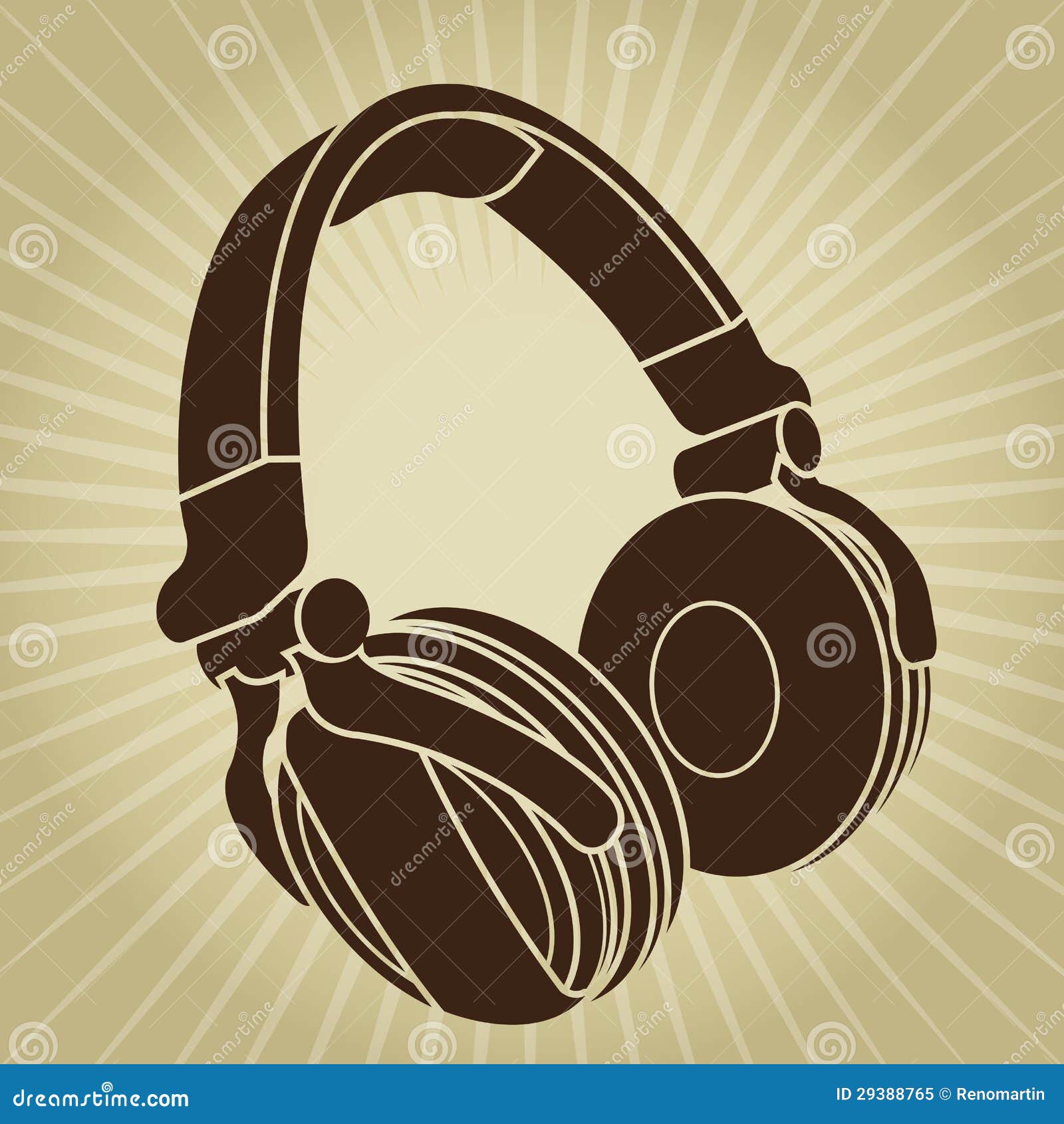 Retro Styled Headphone Illustration Stock Vector - Illustration of ...
