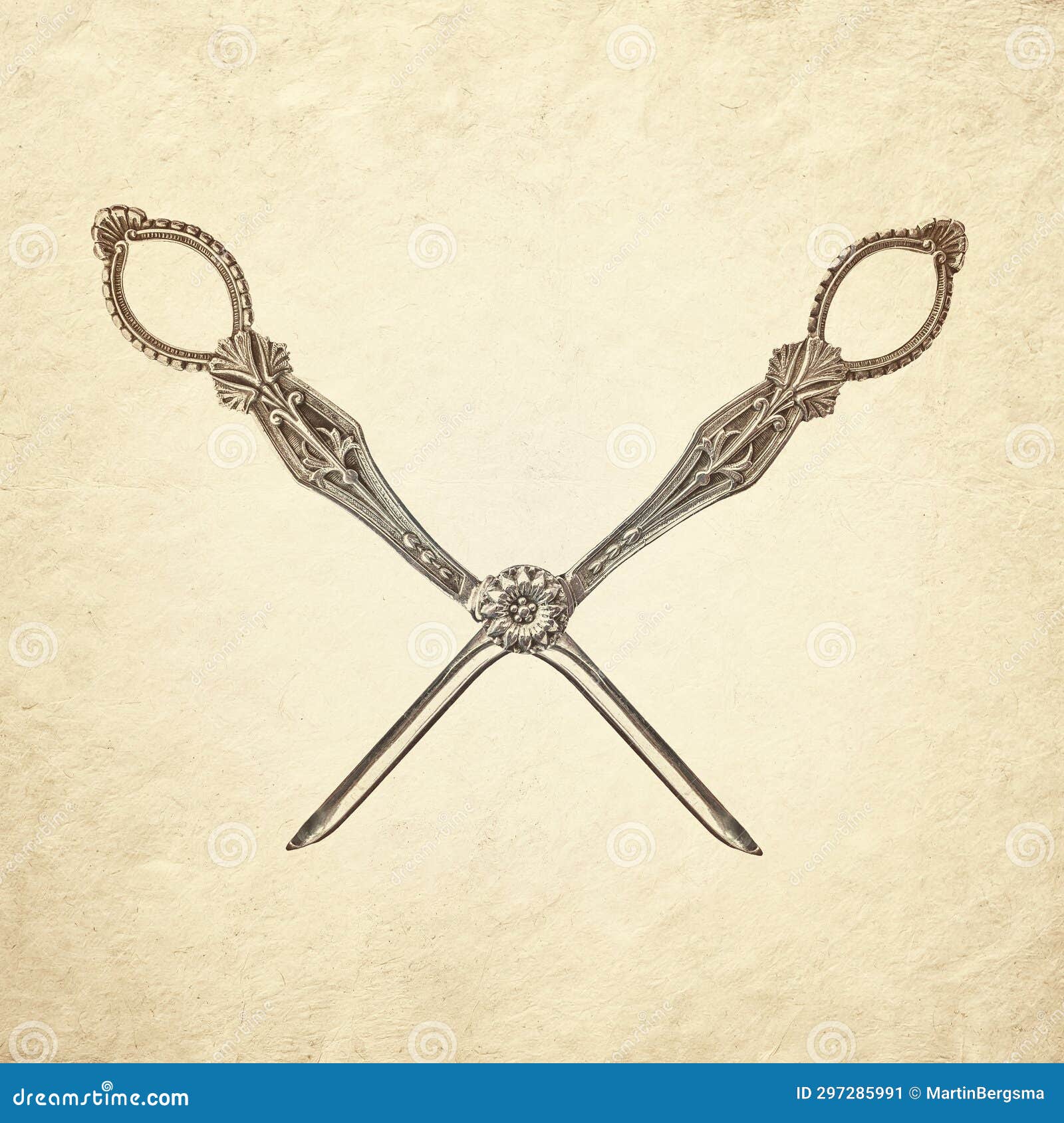 Ancient Silver Open Scissors Stock Image - Image of antique, scissor ...