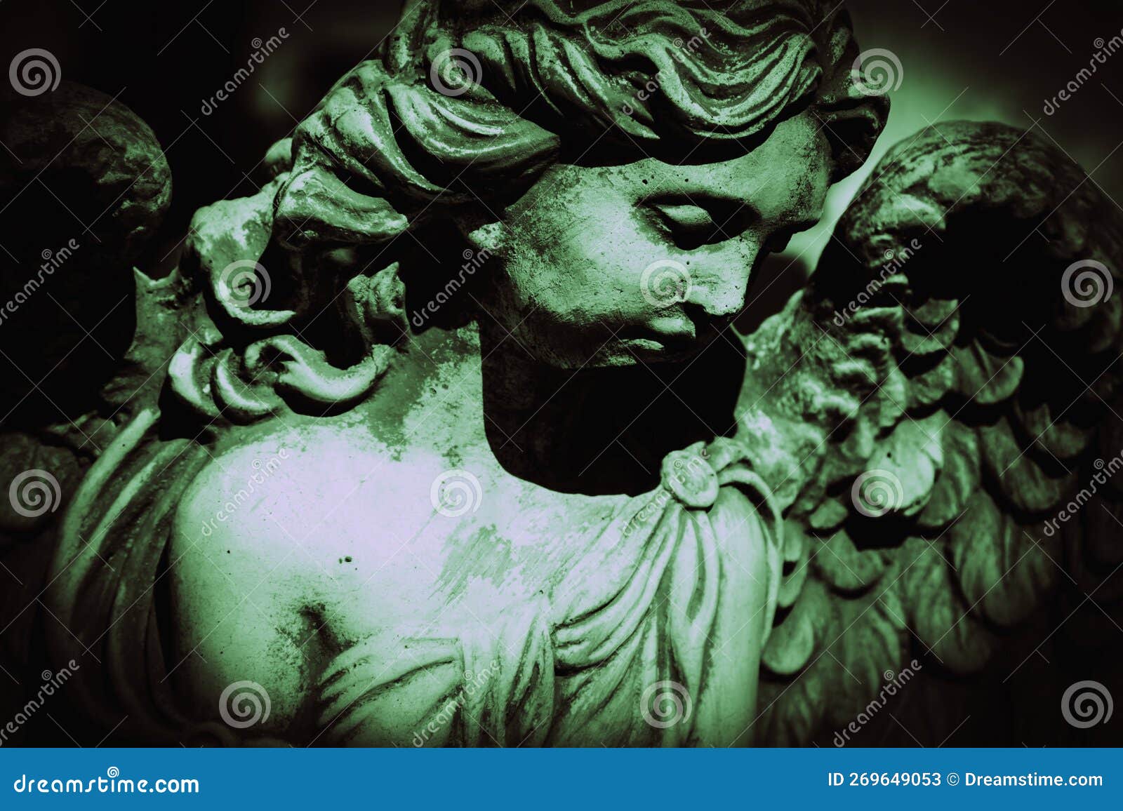 Retro Styled Image of Ancient Statue of Guardian Angel Stock Image ...