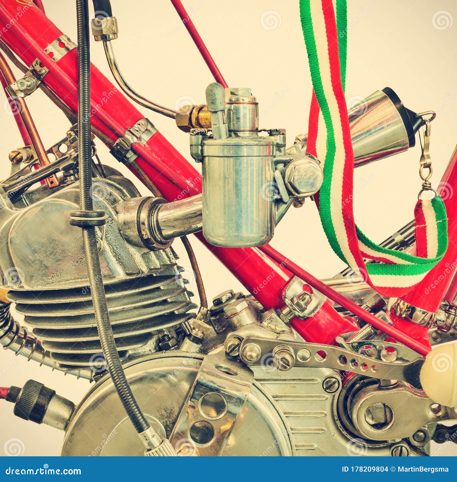 Retro Styled Image of the Engine Detail of a Restored Motorcycle Stock ...