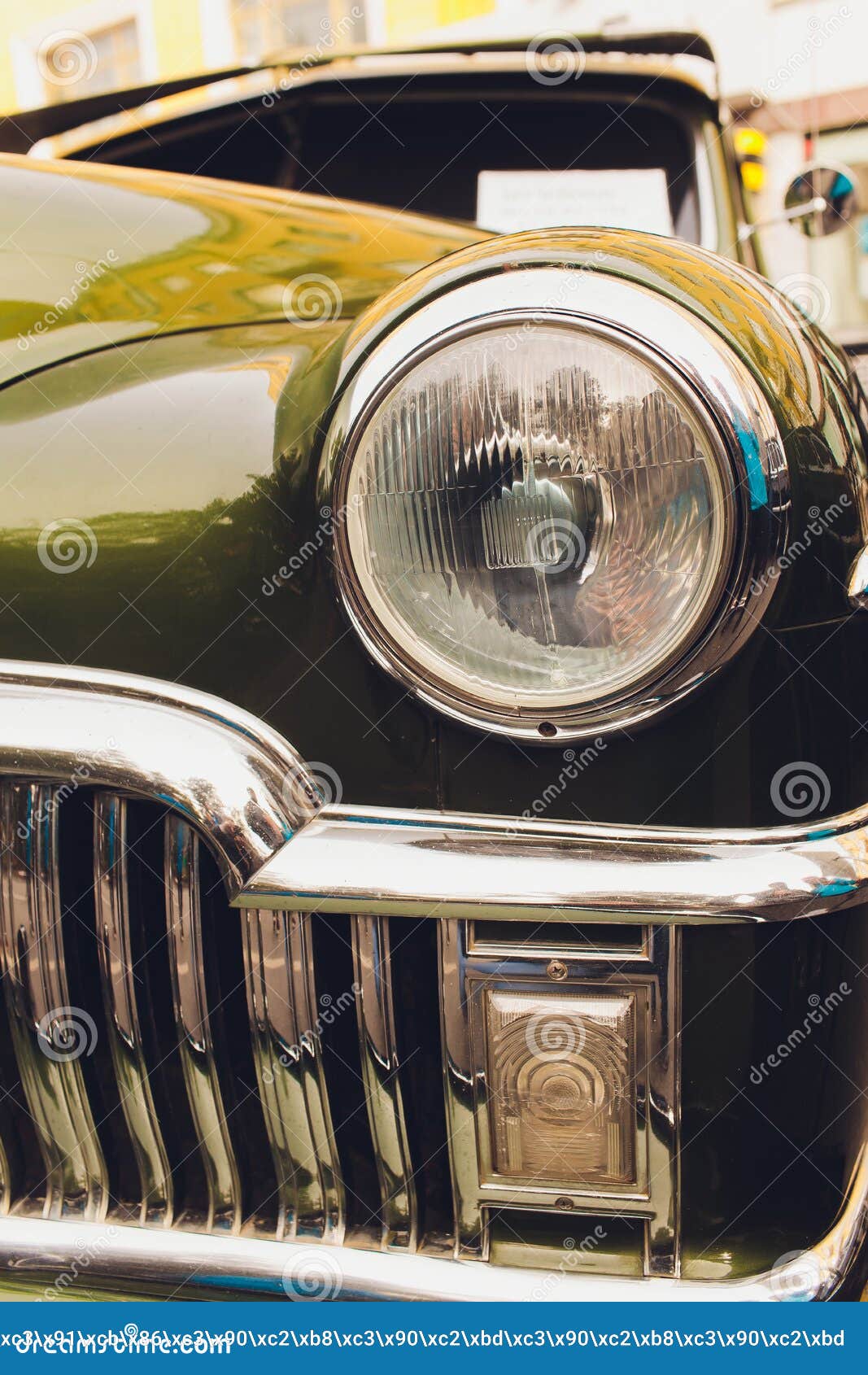 Retro Styled Image of a Front of a Classic Car. Stock Image - Image of ...