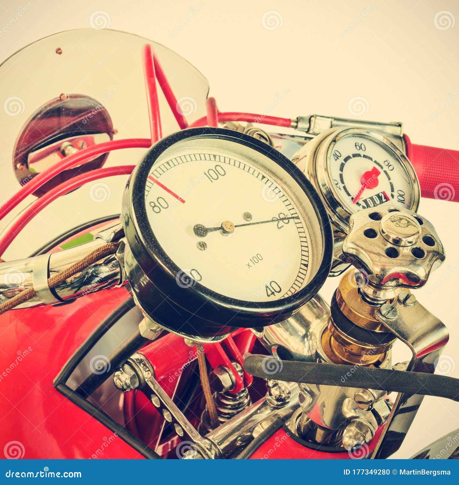 Retro Styled Image of the Speedometer of a Racing Motorcycle Stock ...