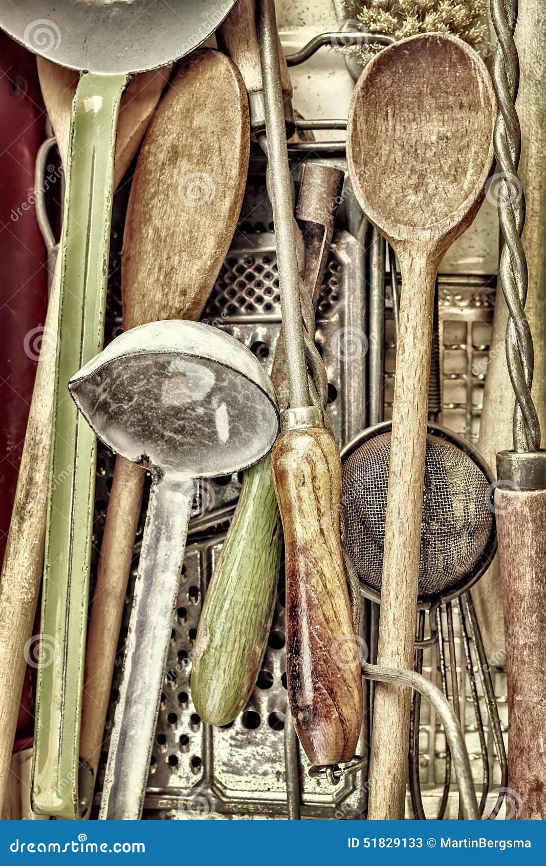Retro Styled Image of Vintage Kitchen Utensils Stock Image - Image of ...