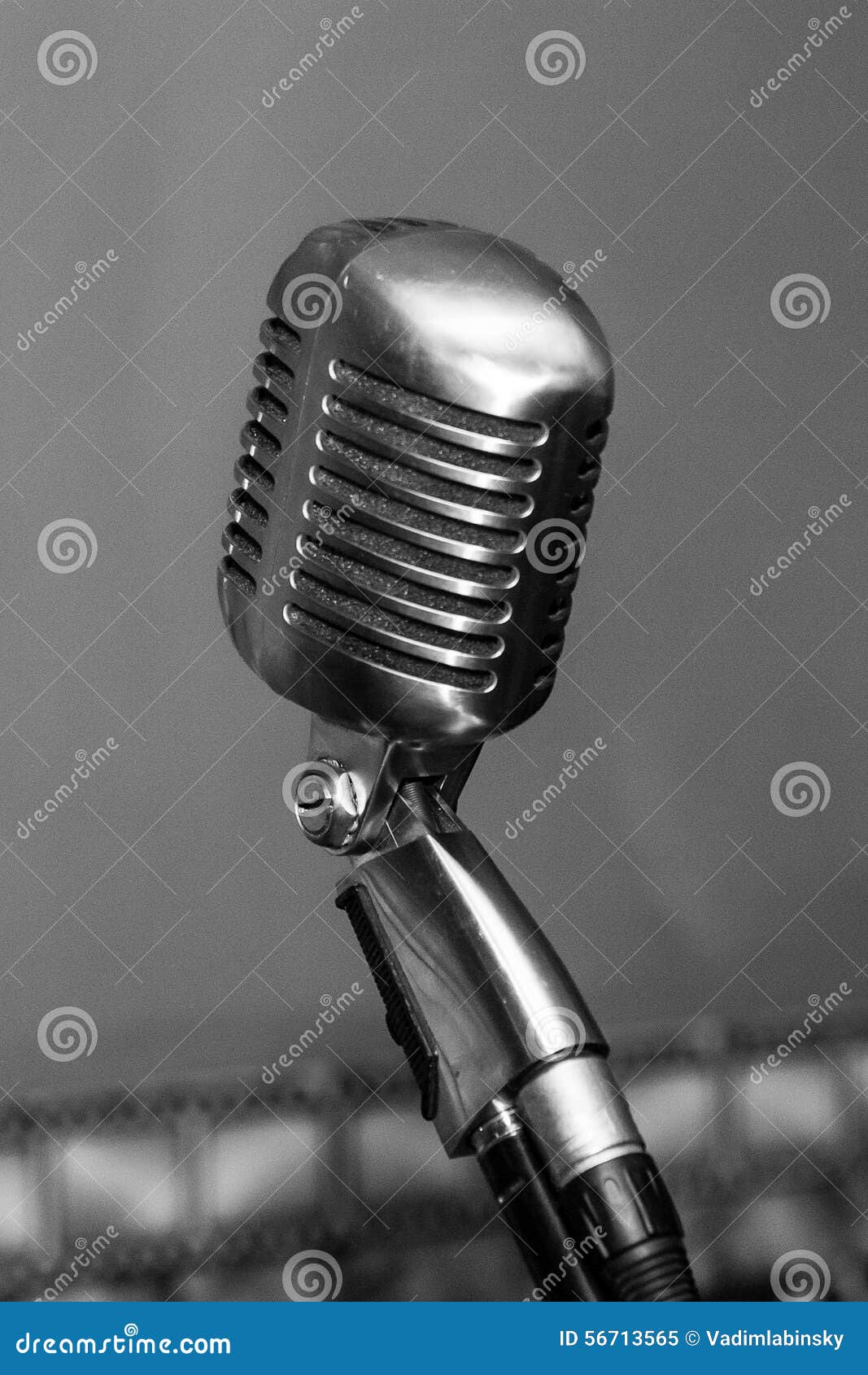 Retro Styled Microphone Black and White. Stock Image - Image of curtain ...