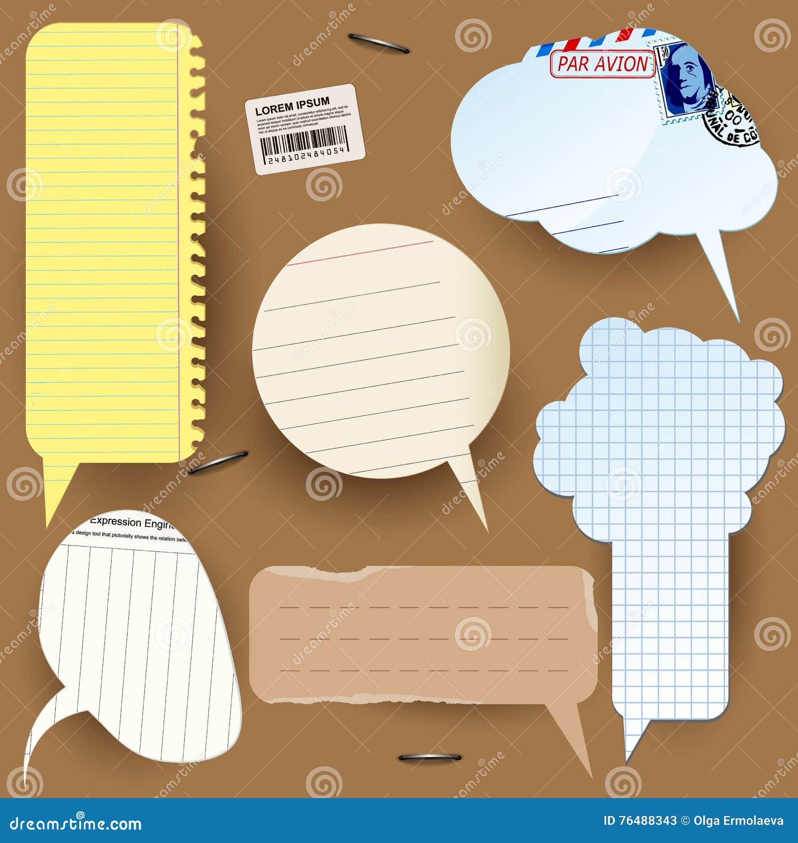 Retro Styled Paper Vector Speech Bubbles Tenplate. Stock Vector ...