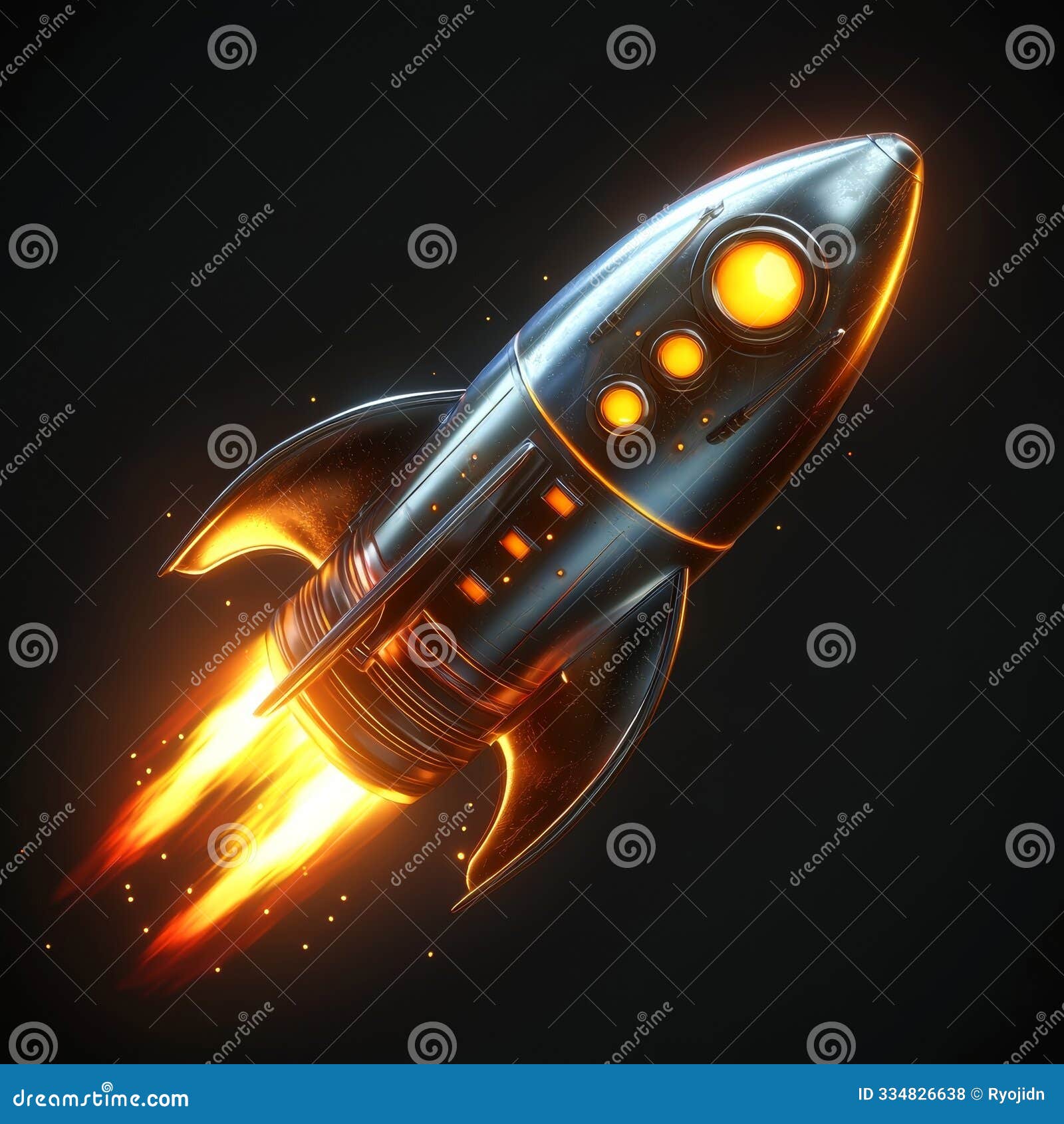 Retro Rocket Launch stock illustration. Illustration of design - 334826638