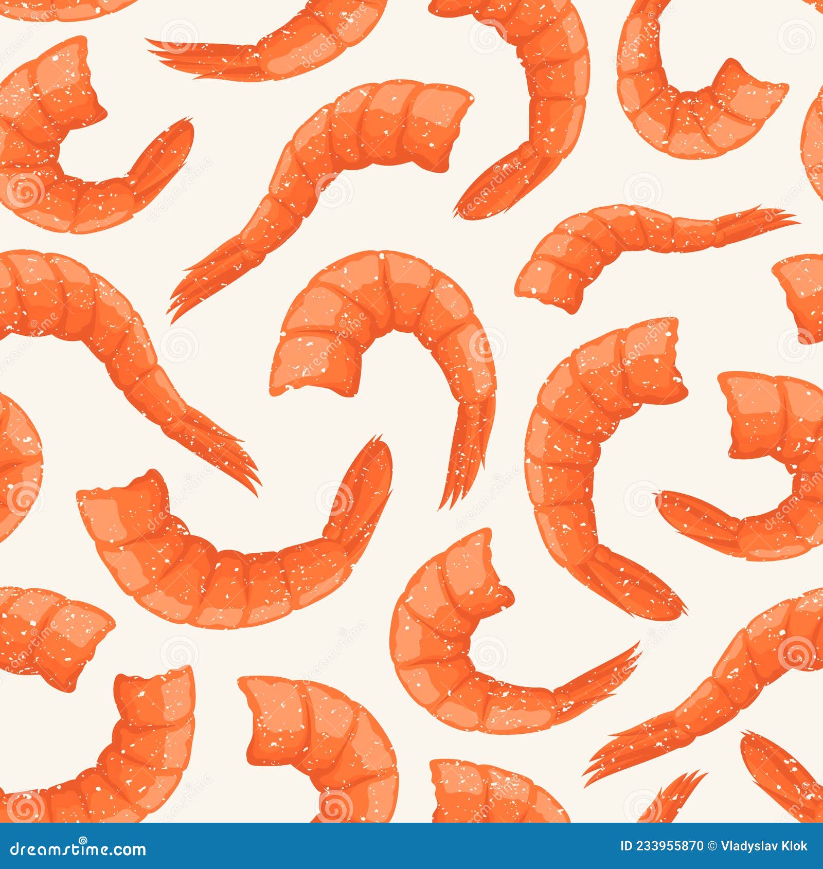 Retro Styled Shrimp Seamless Pattern Stock Vector - Illustration of ...