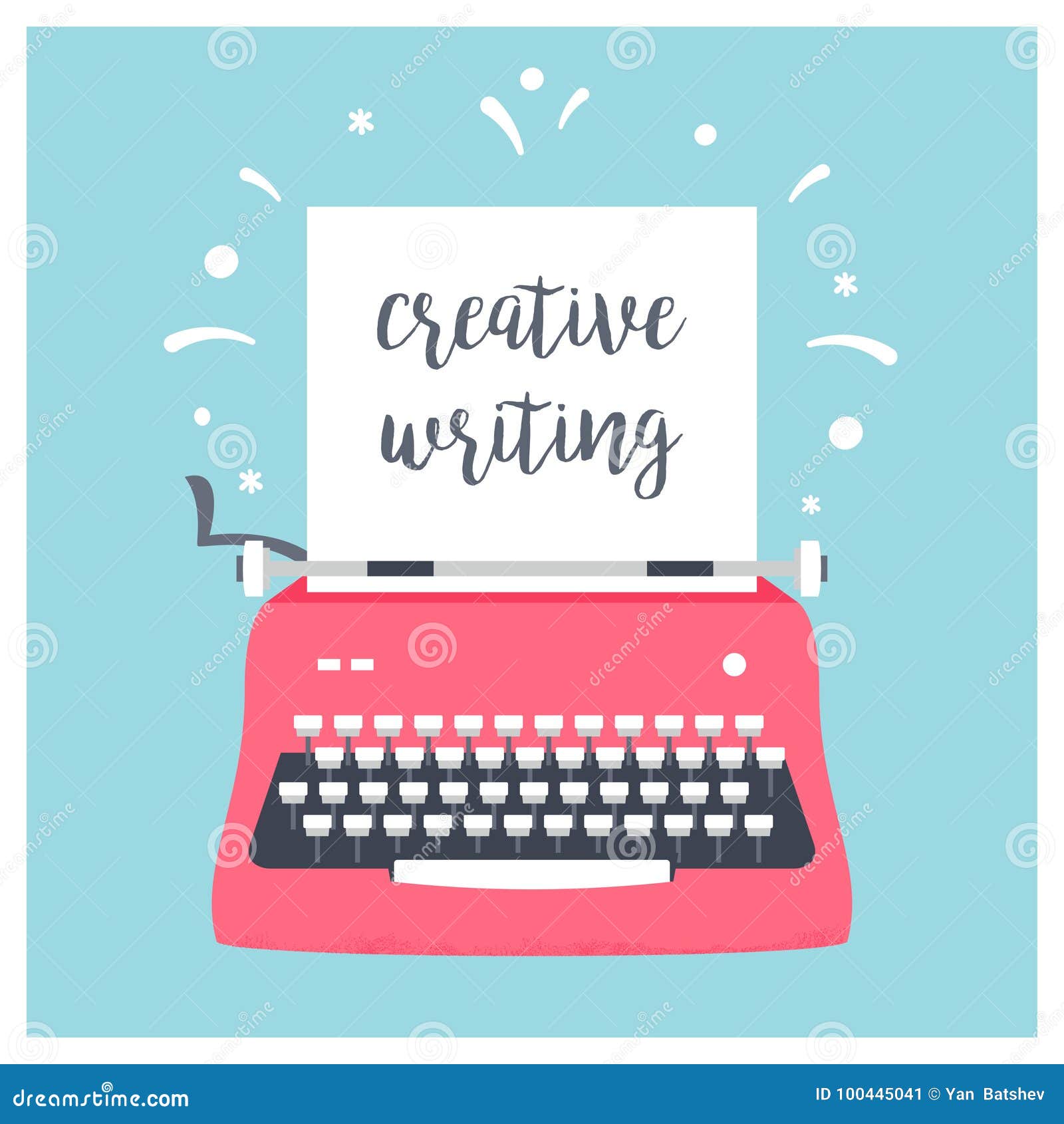 Retro Styled Typewriter with Sheet of Paper and Creative Writing Sign ...
