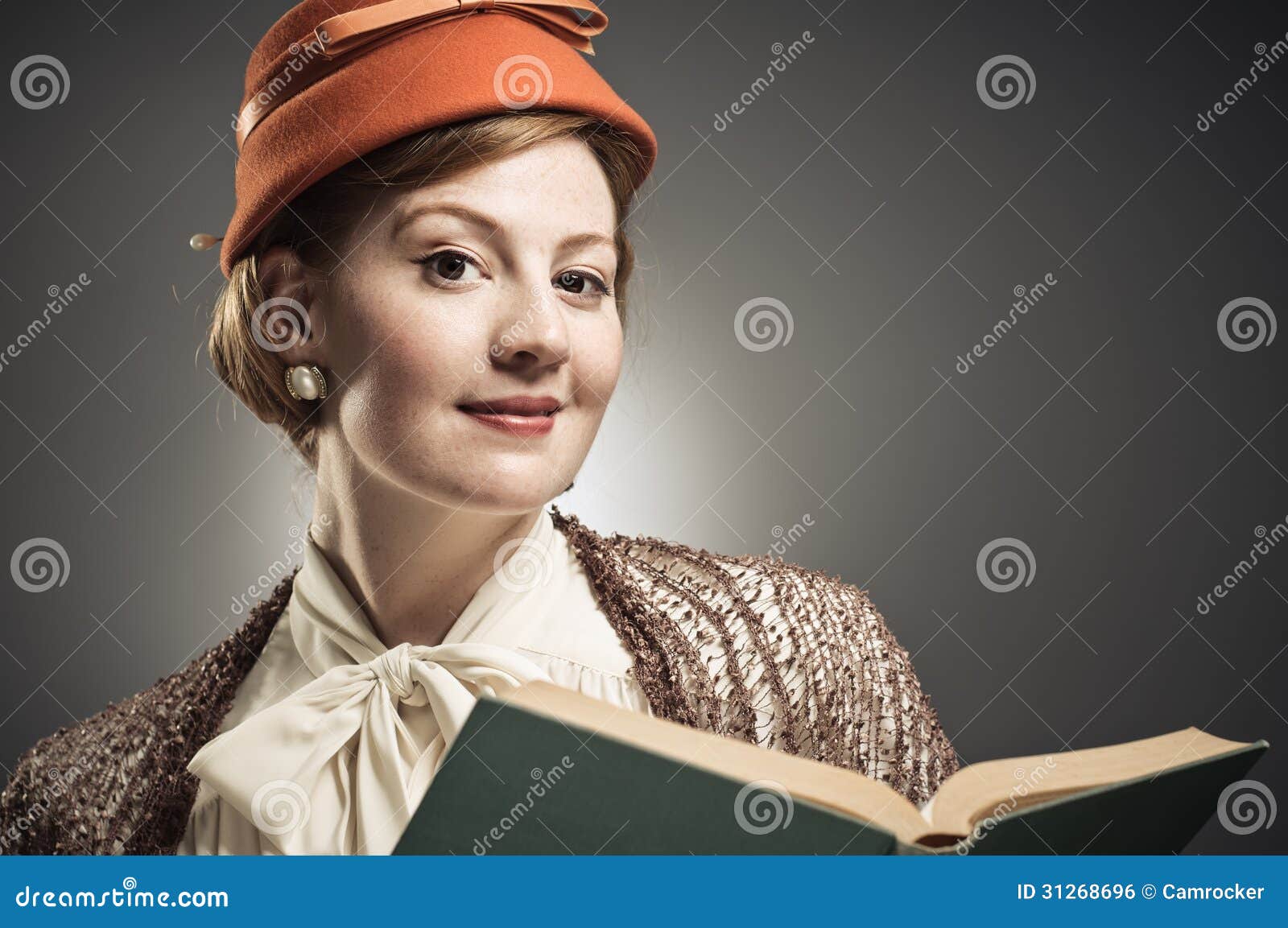 Retro Styled Woman Reading a Book Stock Photo - Image of reading ...