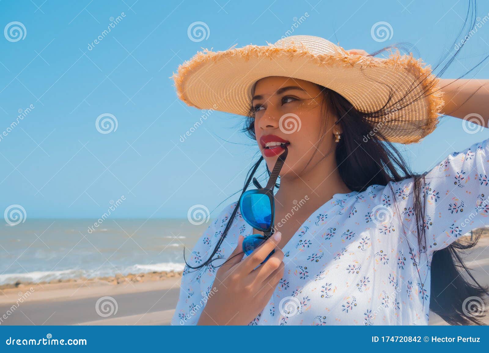 Retro Styled Young Woman at the Beach Stock Photo - Image of lifestyle ...