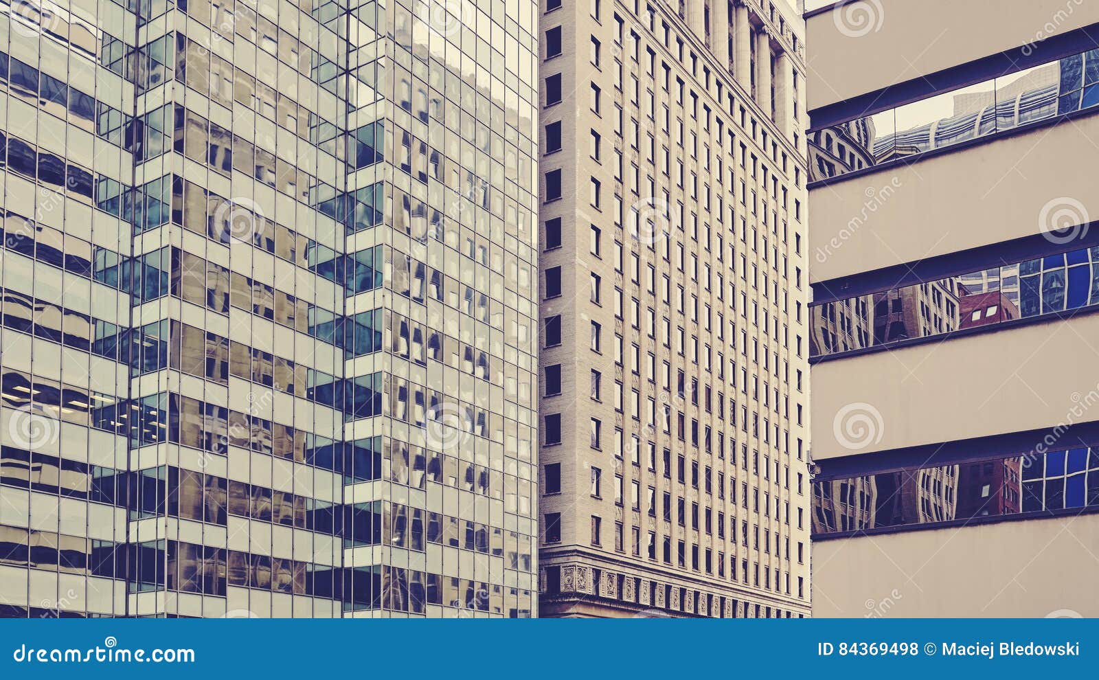 Retro Stylized Buildings in Chicago, Architecture Background Stock ...