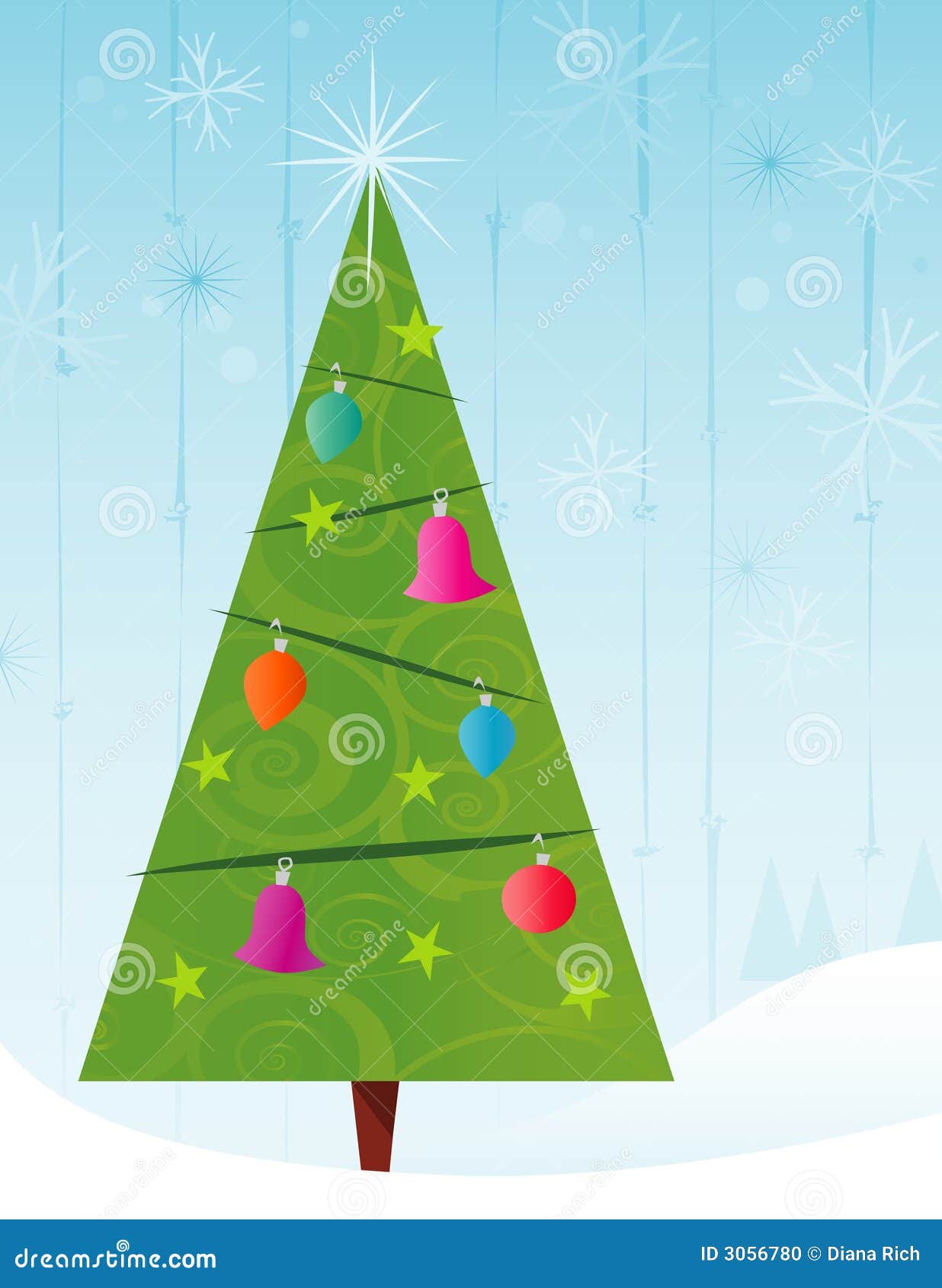 Retro-stylized Christmas Tree Stock Vector - Illustration of winter ...