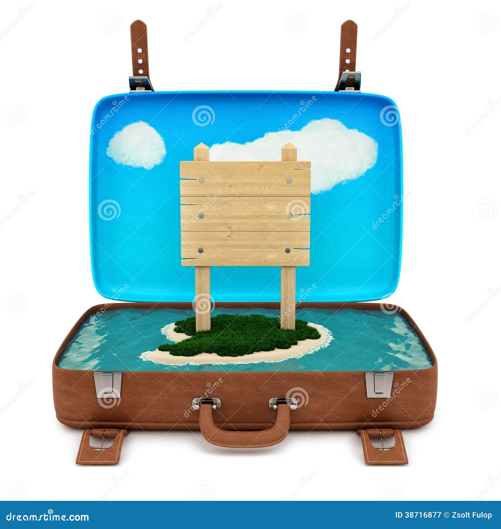 Retro suitcase with a sign stock illustration. Illustration of beach ...