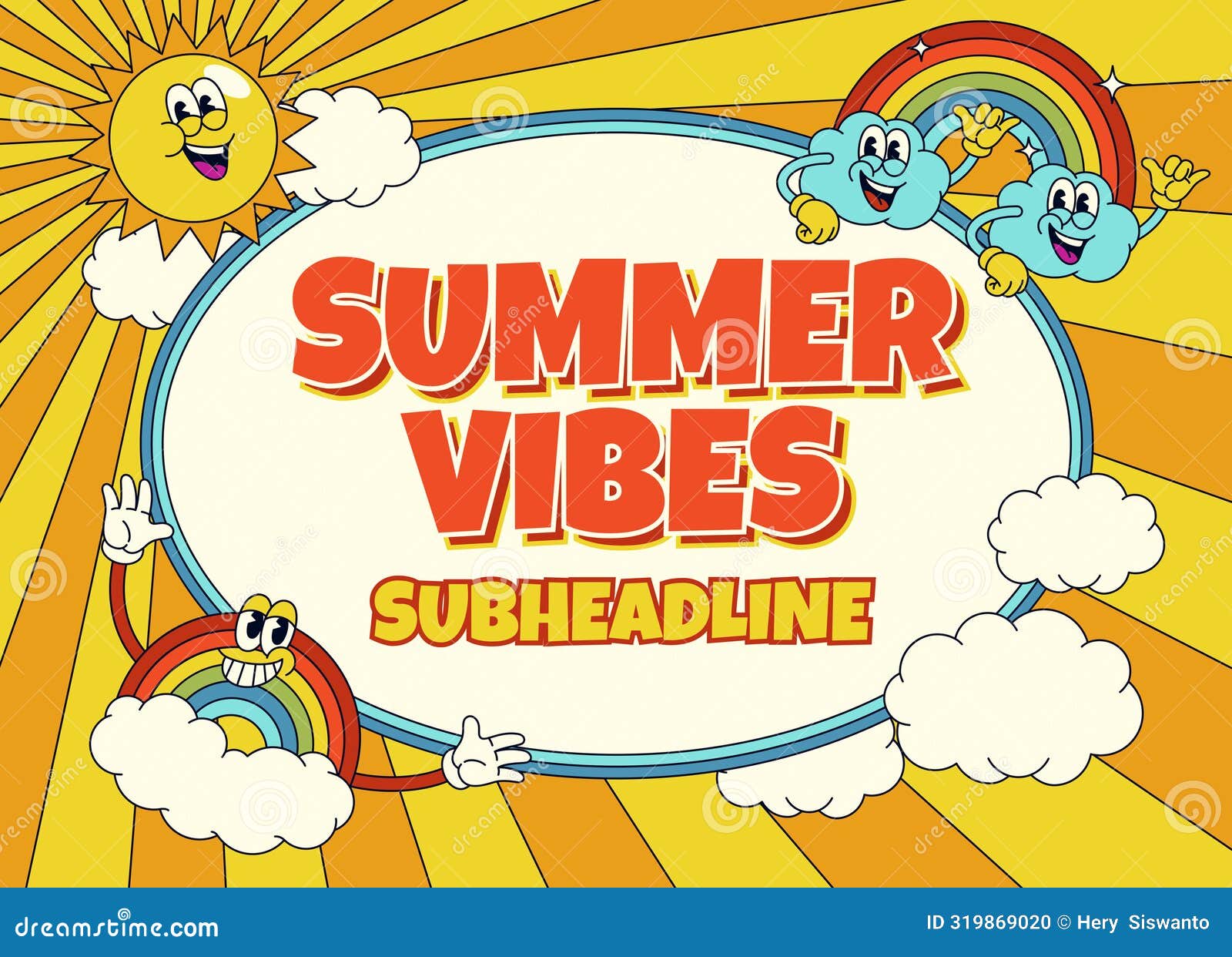 Retro Summer Background Design Illustration Stock Vector - Illustration ...