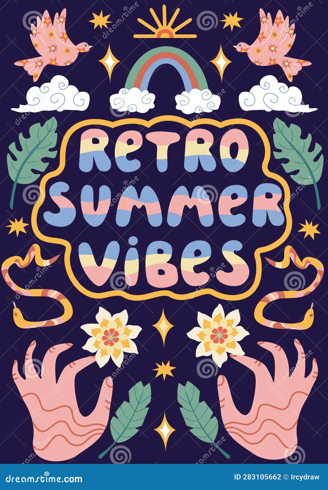 Retro Summer Poster. Summer Party Design Template Stock Vector ...