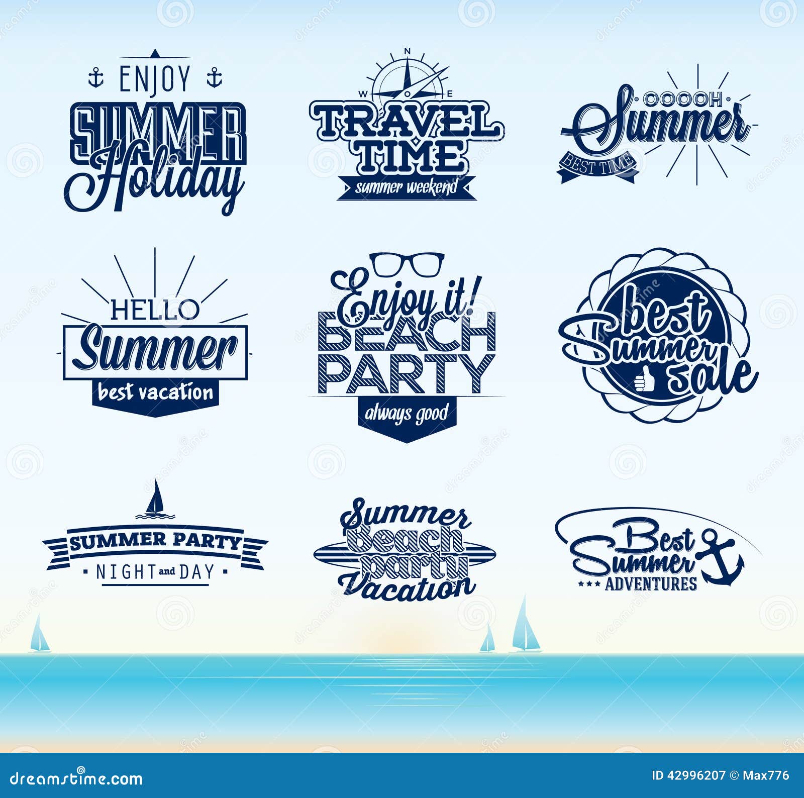 Summer Typography Poster With Fades Shapes Cartoon Vector ...